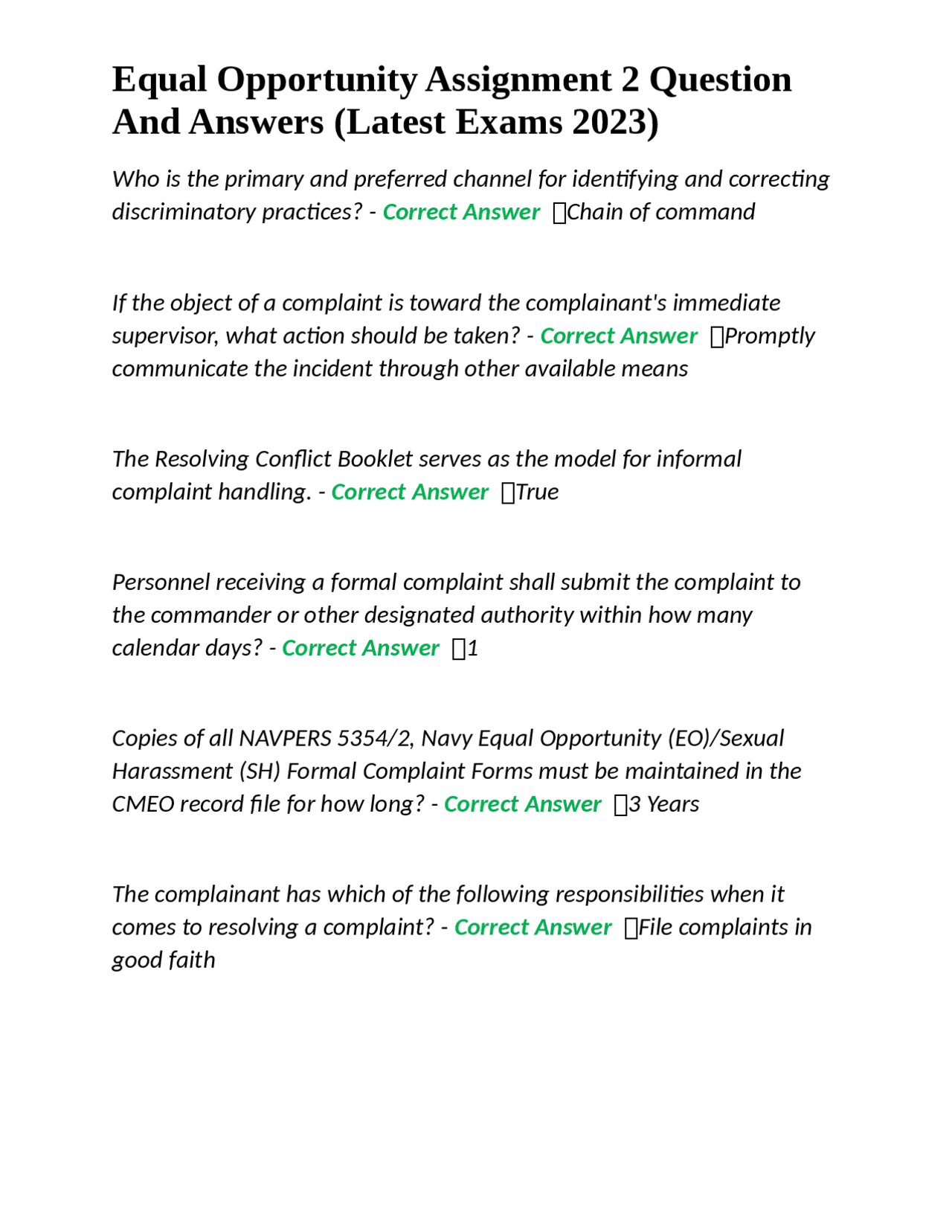 Equal Opportunity Assignment 2 Question And Answers (Latest Exams 2023 ...