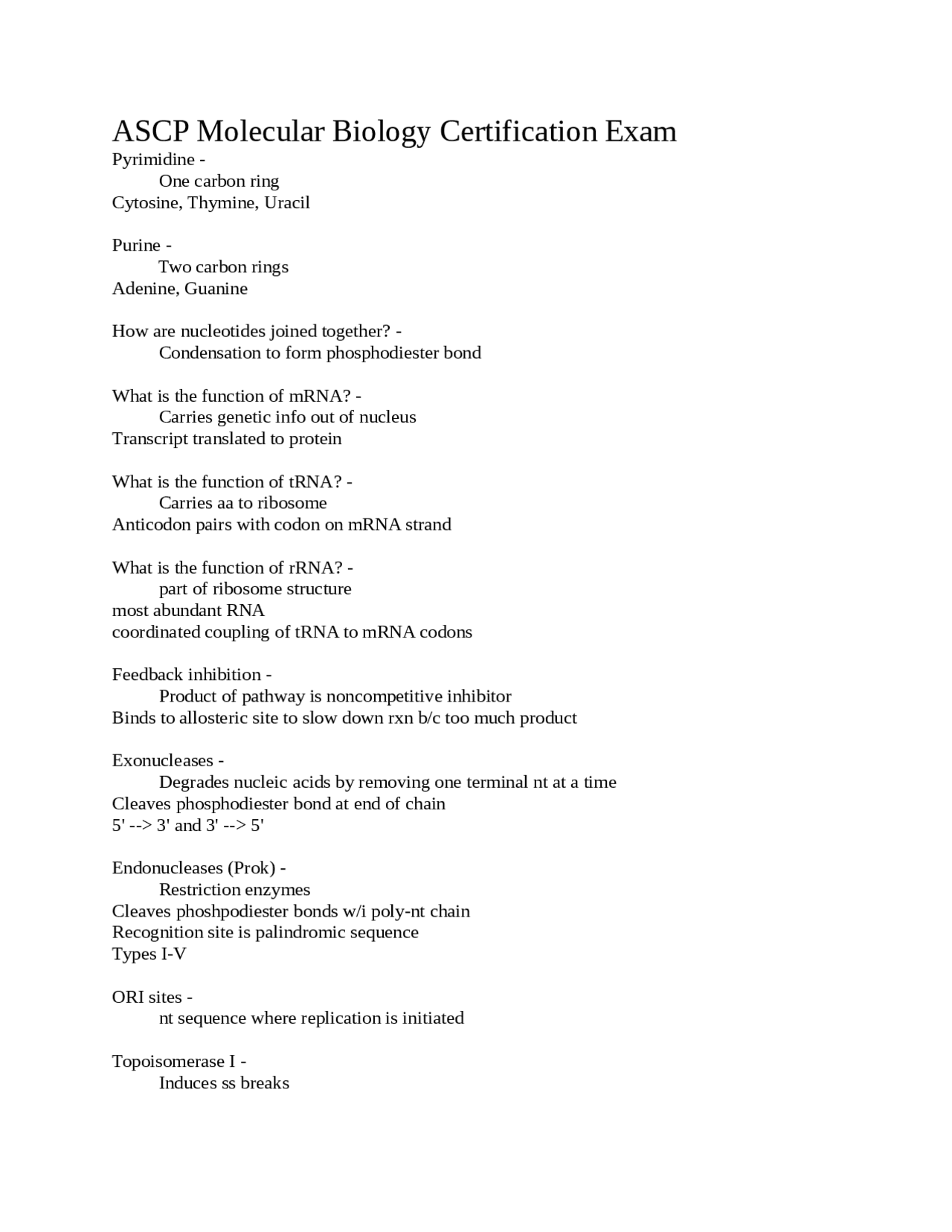 ASCP Molecular Biology Certification Exam | Exams Biology | Docsity