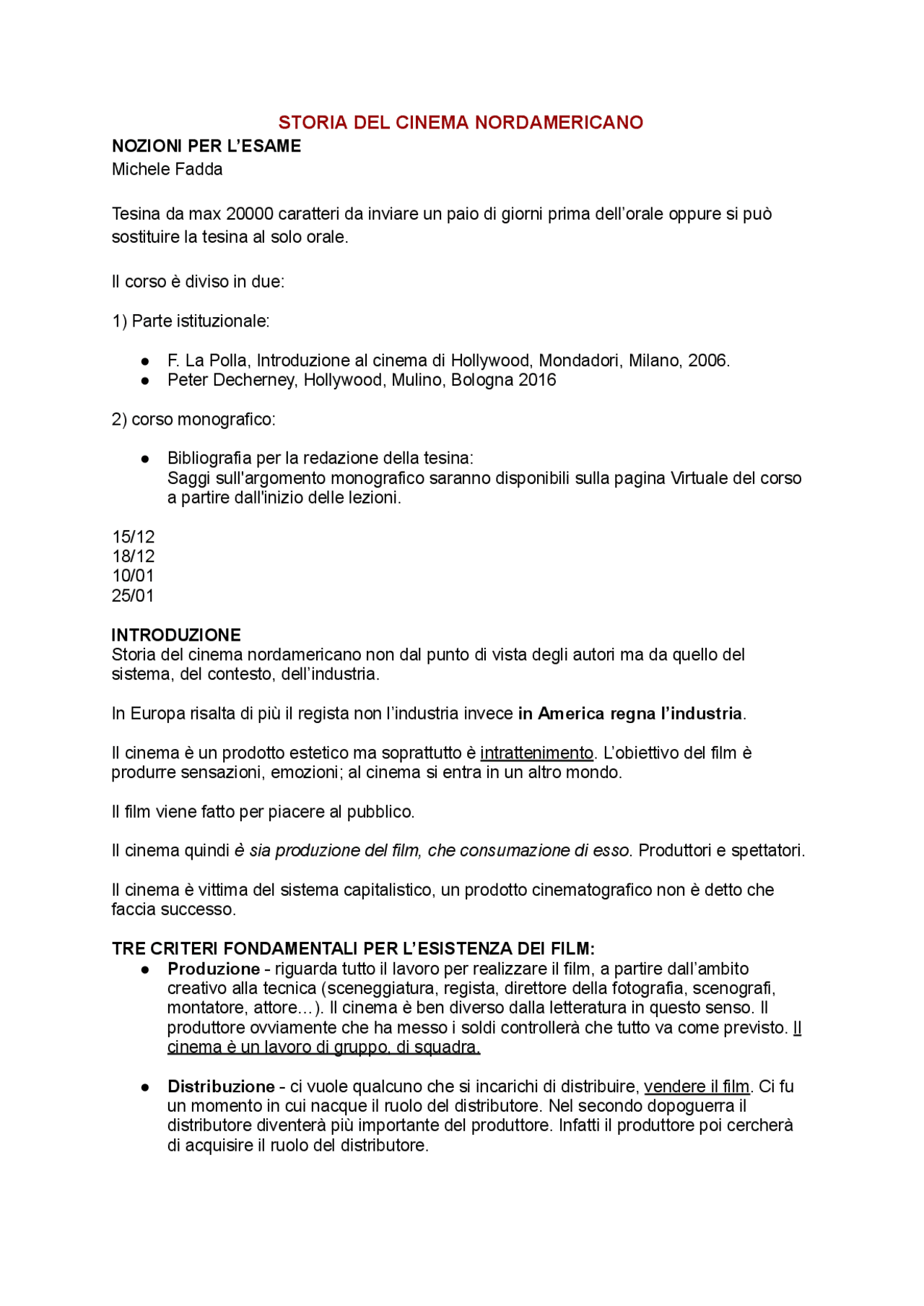 Appunti - Storia del cinema nordamericano | Appunti di Storia Del Cinema Americano | Docsity