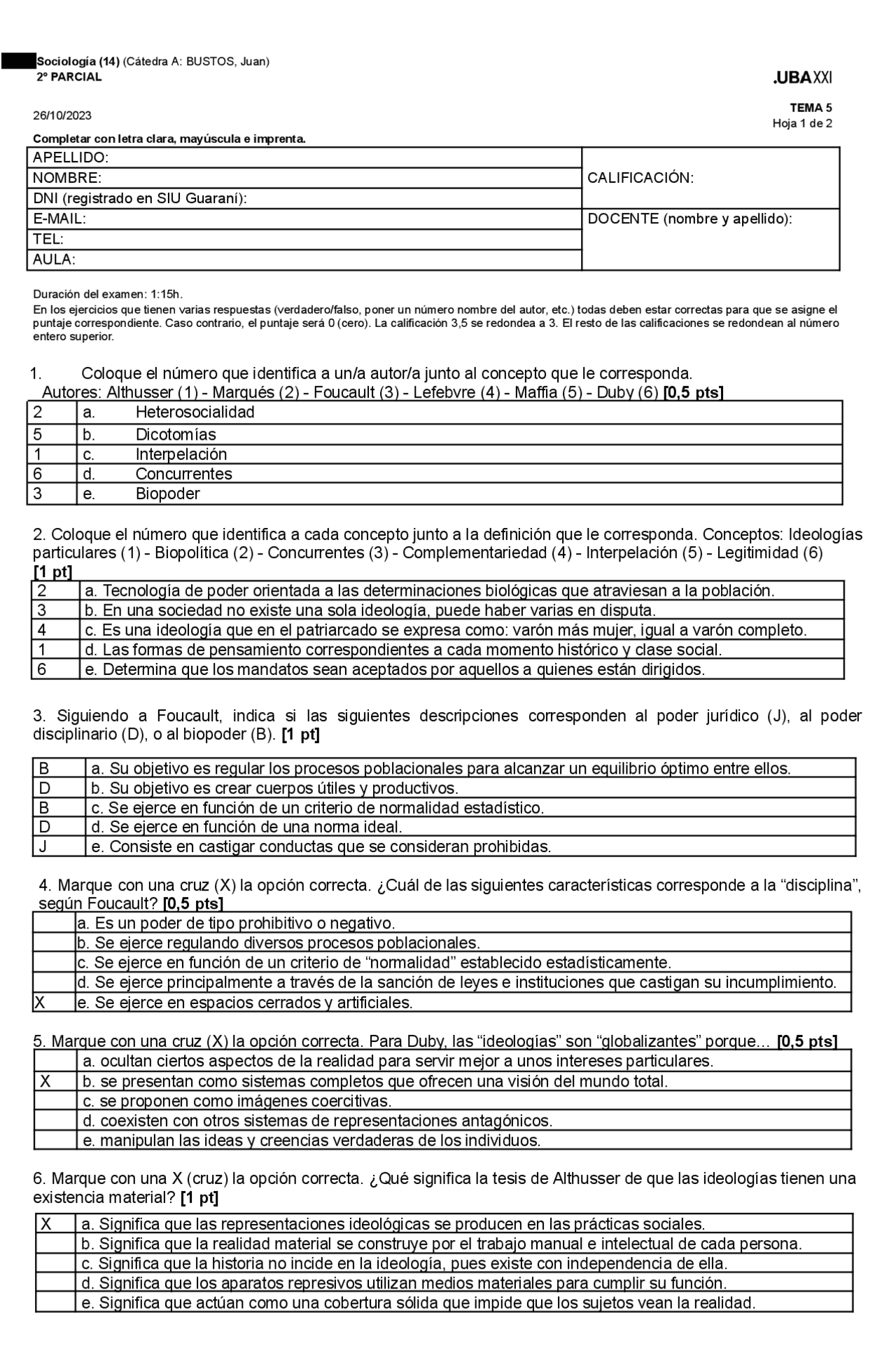 Modelo De 2do Parcial De Sociología Exámenes De Sociología Docsity