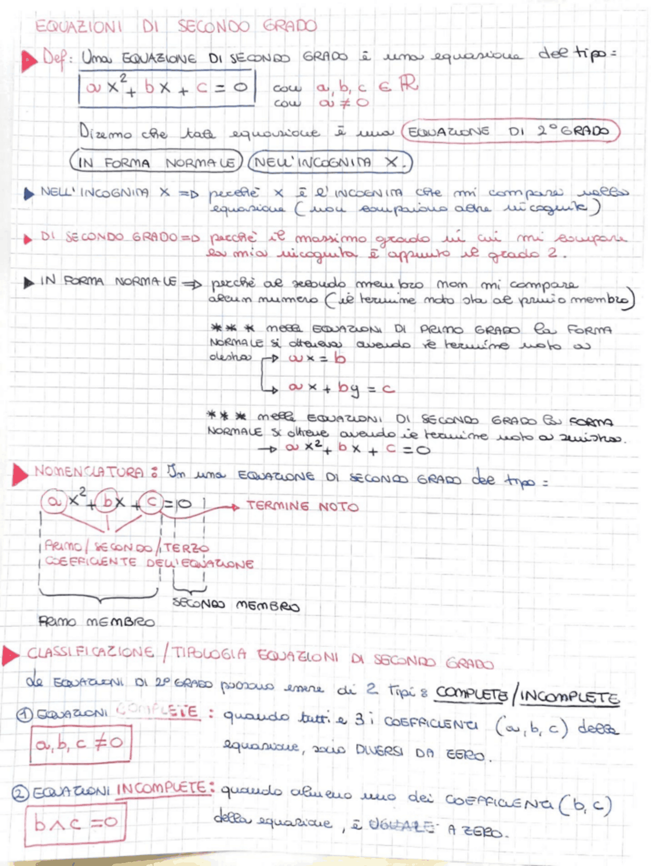 Equazioni Di Secondo Grado E La Loro Classificazione Con La Parabola