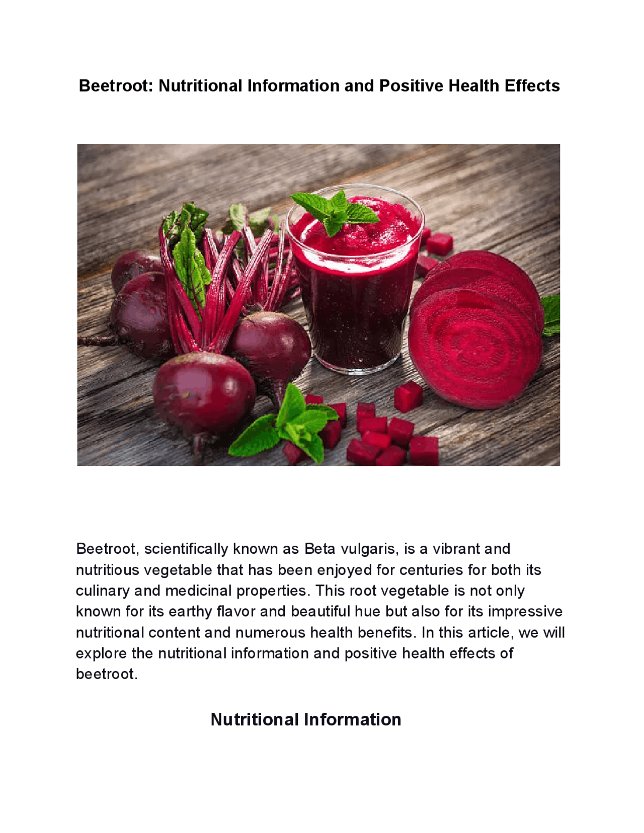Beetroot: Nutritional Information and Positive Health Effects | Cheat ...