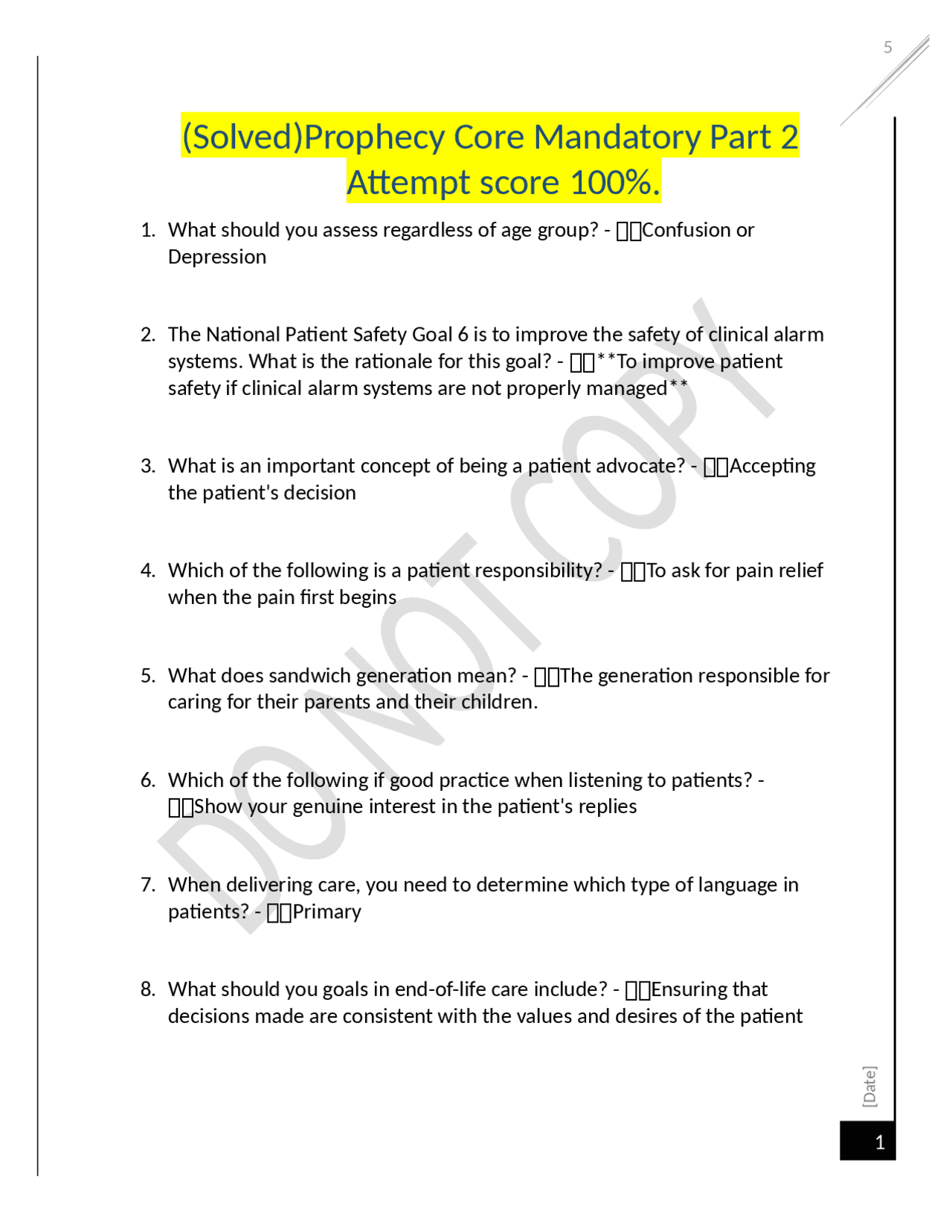 (Solved)Prophecy Core Mandatory Part 2 Attempt score 100%. | Exams ...