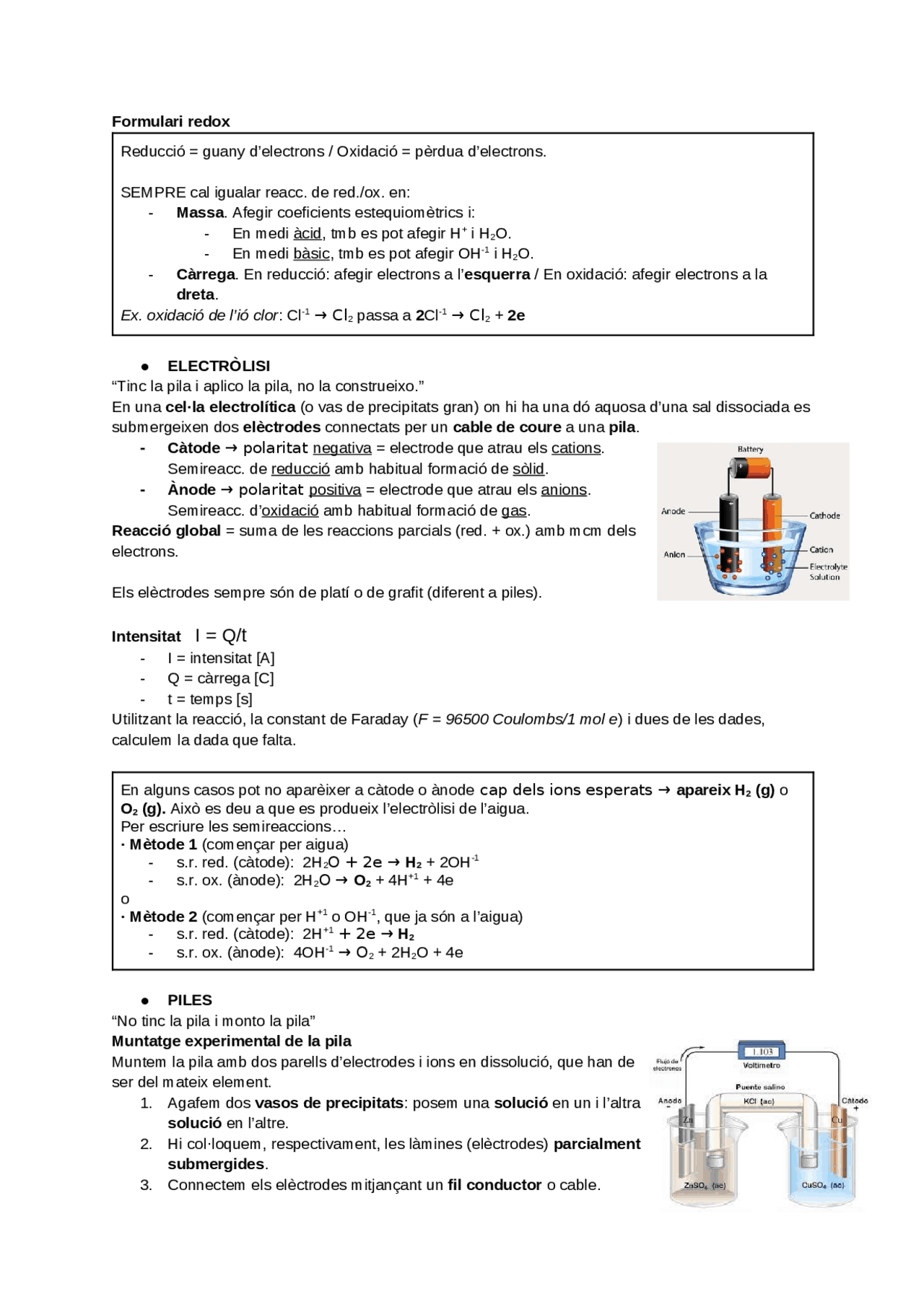 Formulari Reducció Oxidació Redox Selectivitat Apuntes De Química