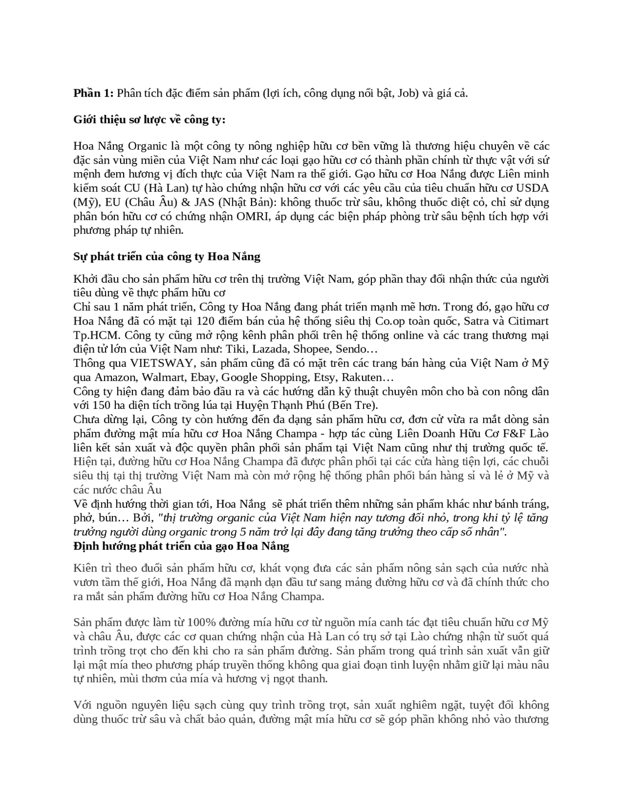Kế Hoạch Truyền Thông Hoa Nắng Cheat Sheet Marketing Docsity