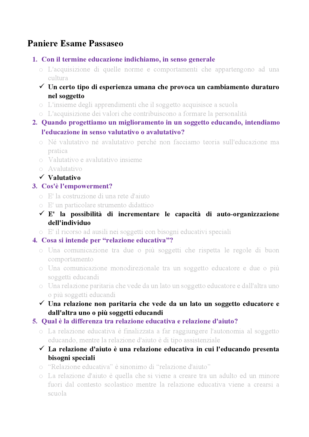 Panierepassasseopdf Prove Desame Di Tfa Sostegno Docsity