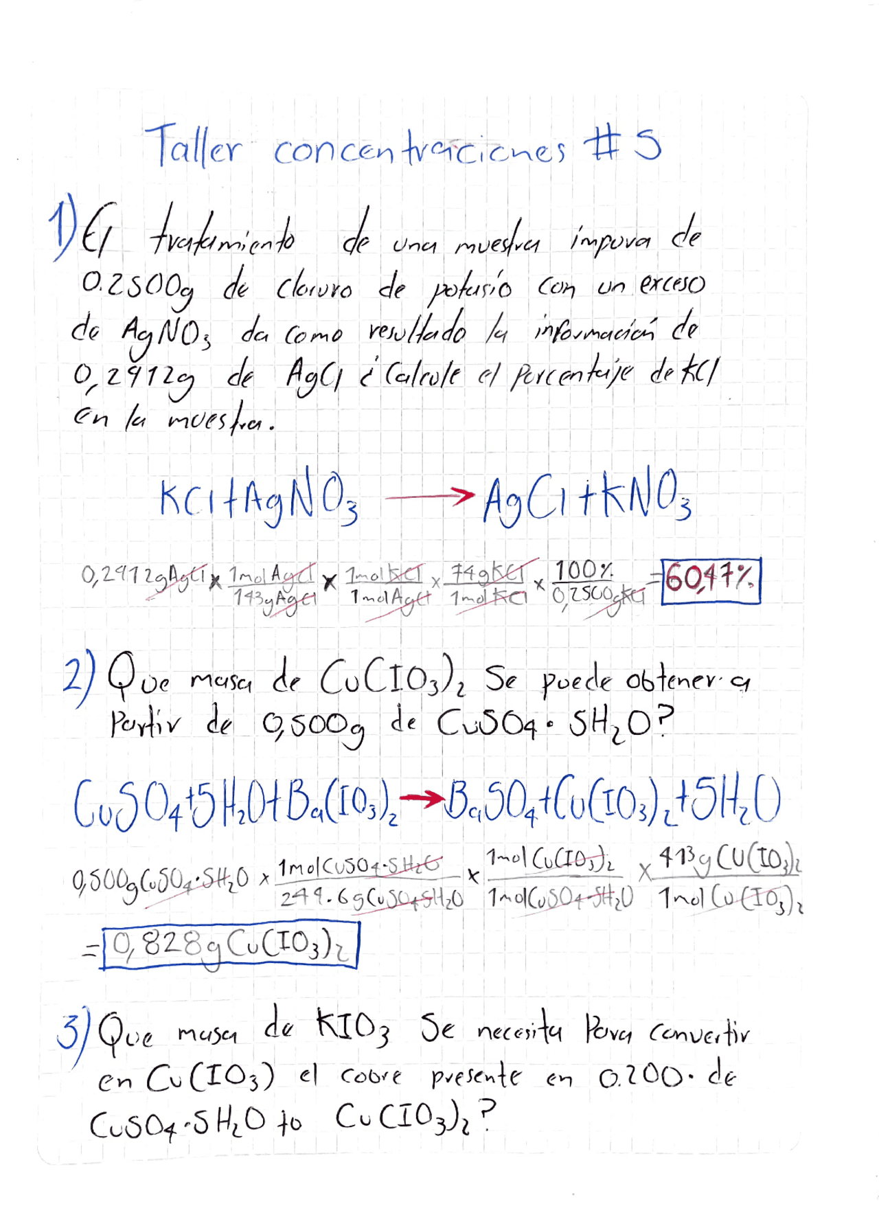 Taller de concentraciónes | Ejercicios de Química | Docsity