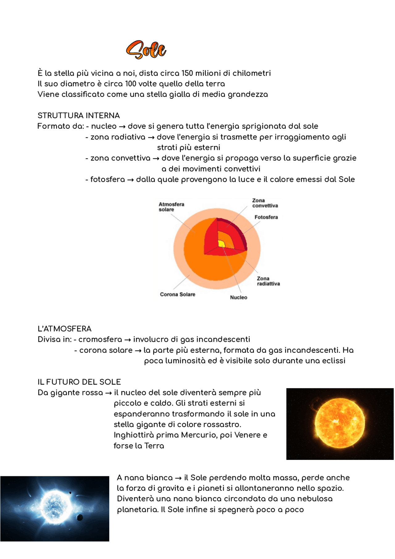 Il sole e la sua struttura interna, la sua atmosfera e il suo futuro ...