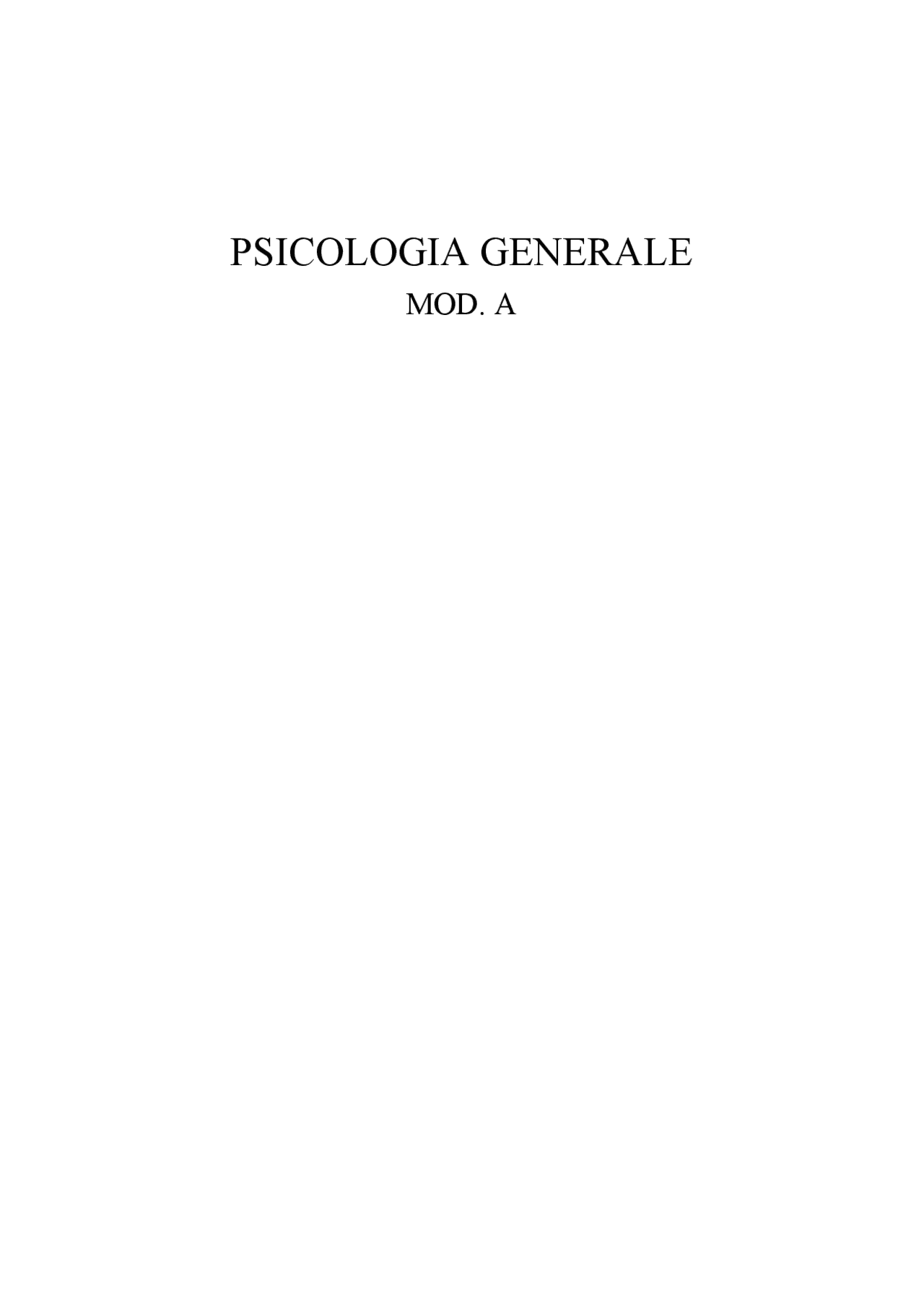 Appunti E Slide Psicologia Generale Mod Modulo A Tagliabue Università