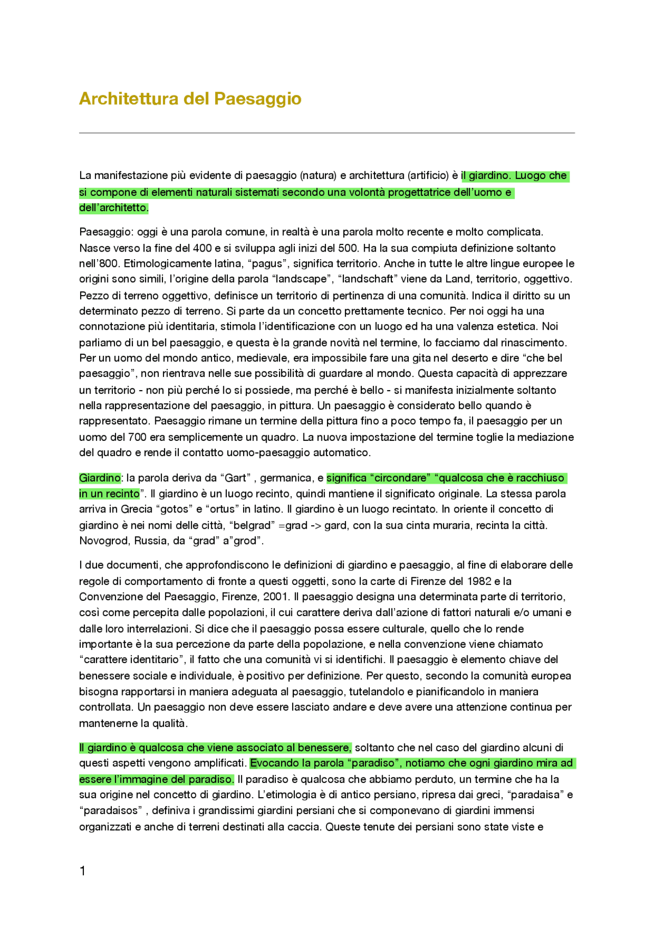 Appunti Del Corso Storia Dei Giardini Appunti Di Storia Docsity