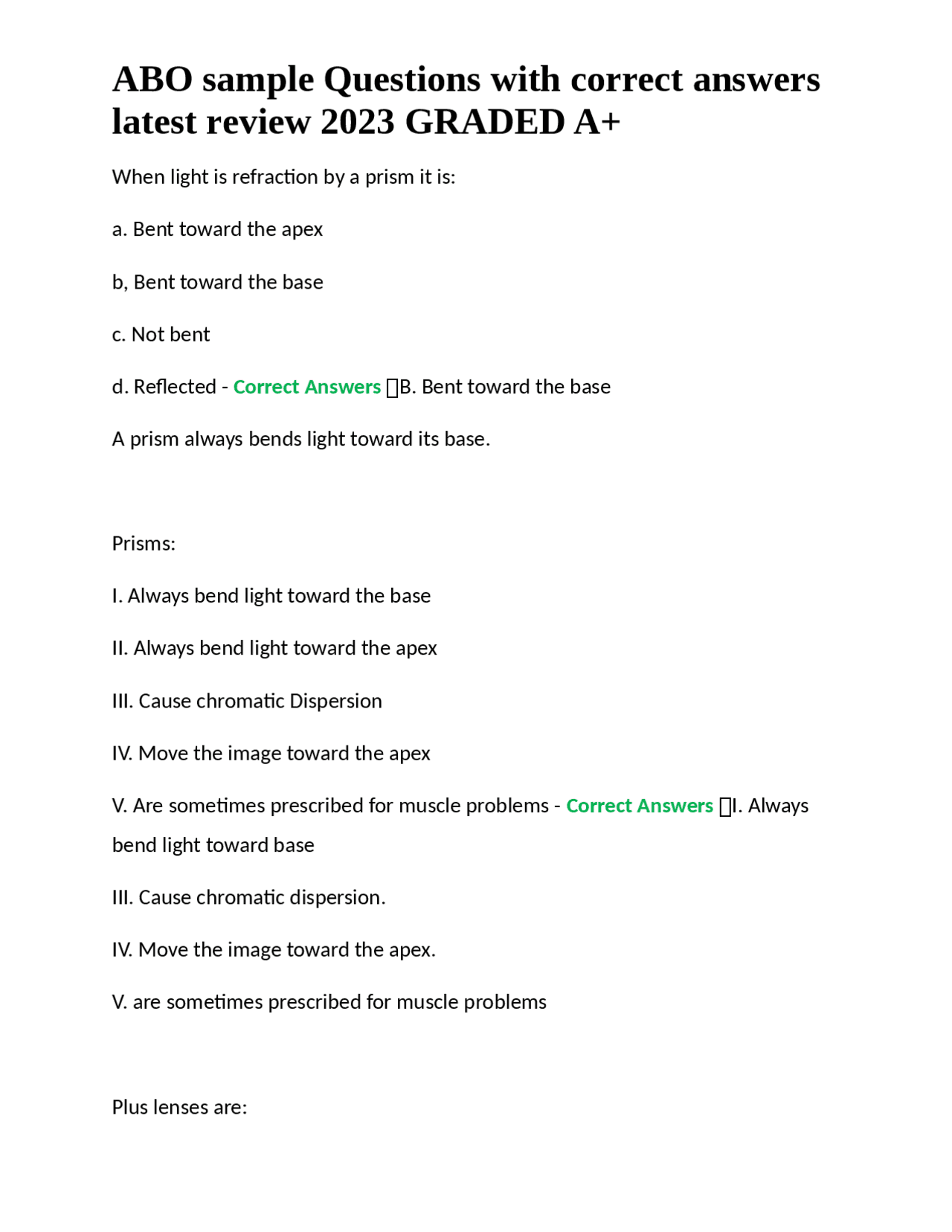 ABO sample Questions with correct answers latest review 2023 GRADED A+ ...