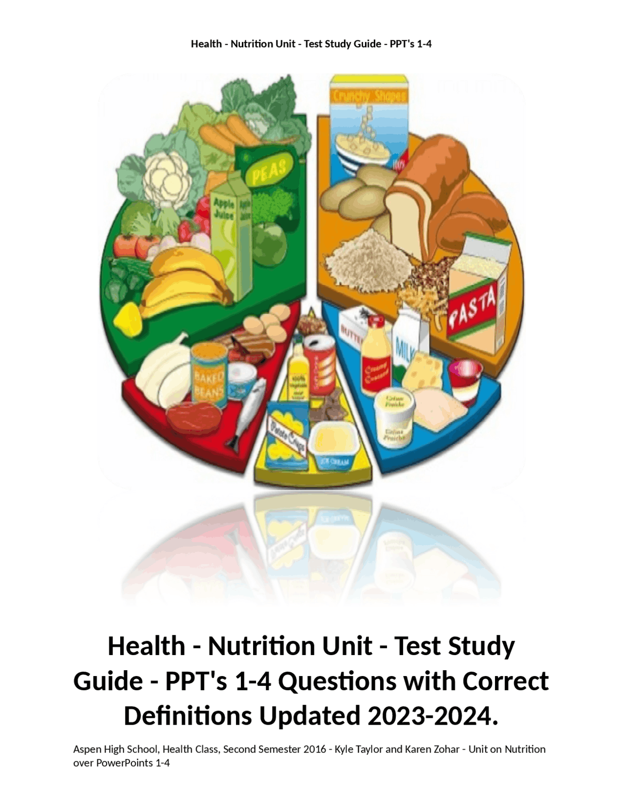 Health - Nutrition Unit - Test Study Guide - PPT's 1-4 | Exams Nursing ...