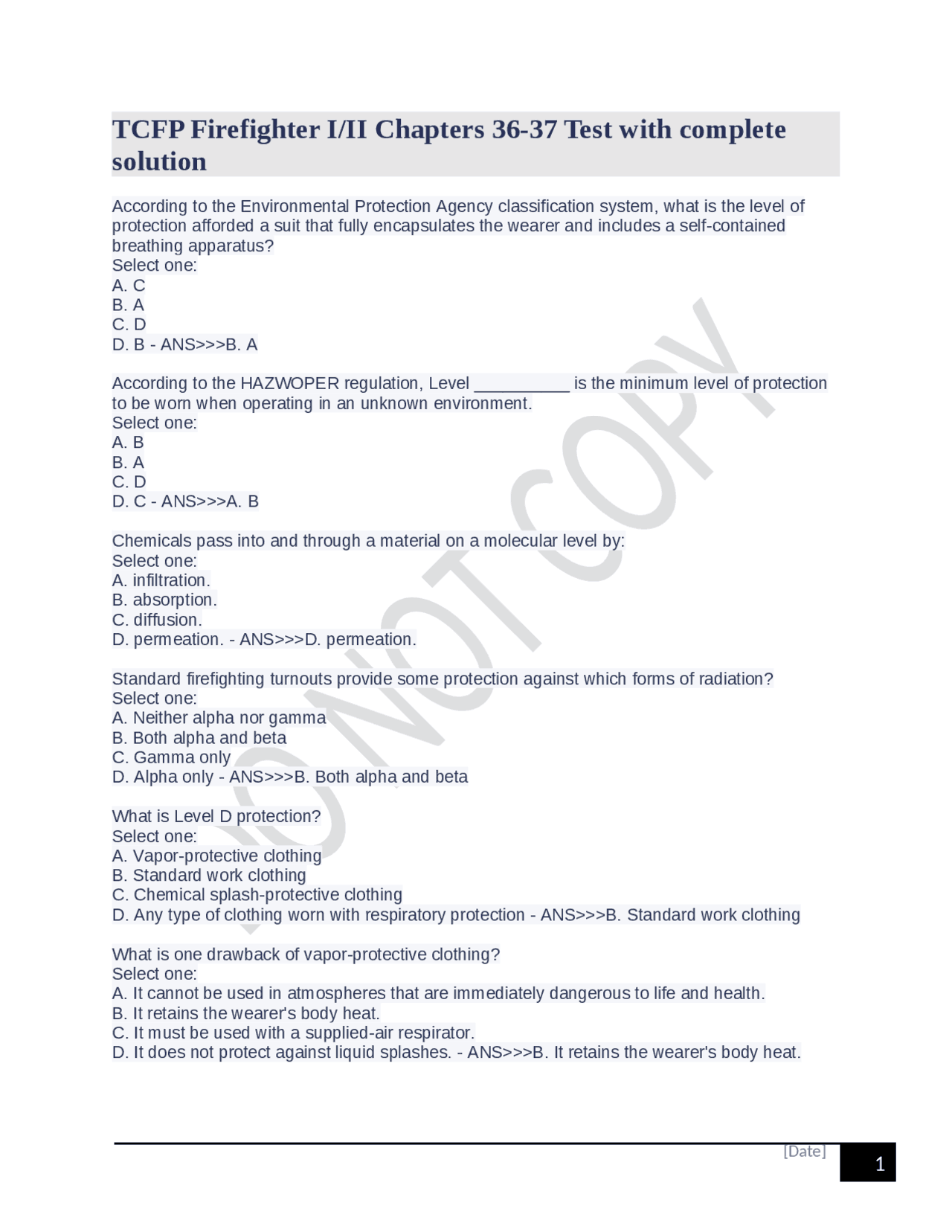 TCFP Firefighter I/II Chapters 36-37 Test with complete solution ...