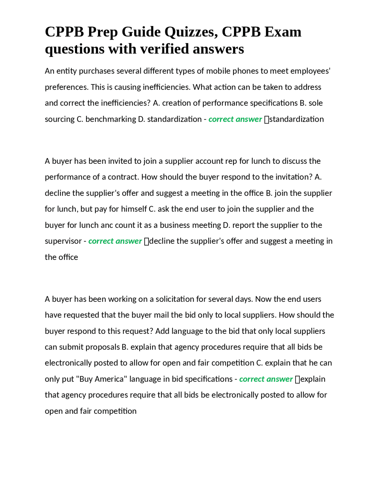 CPPB Prep Guide Quizzes, CPPB Exam questions with verified answers ...