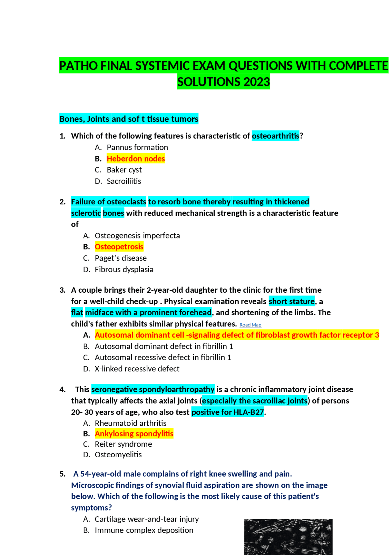 Patho Final Systemic Exam Questions With Complete Solutions 2023