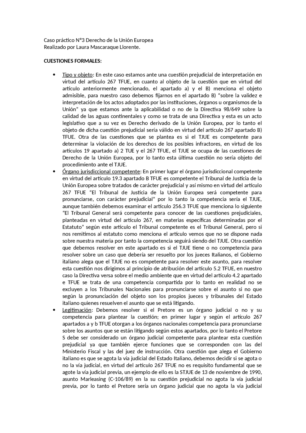 Caso Práctico 3 Derecho De La Unión Europea Ejercicios De Derecho De