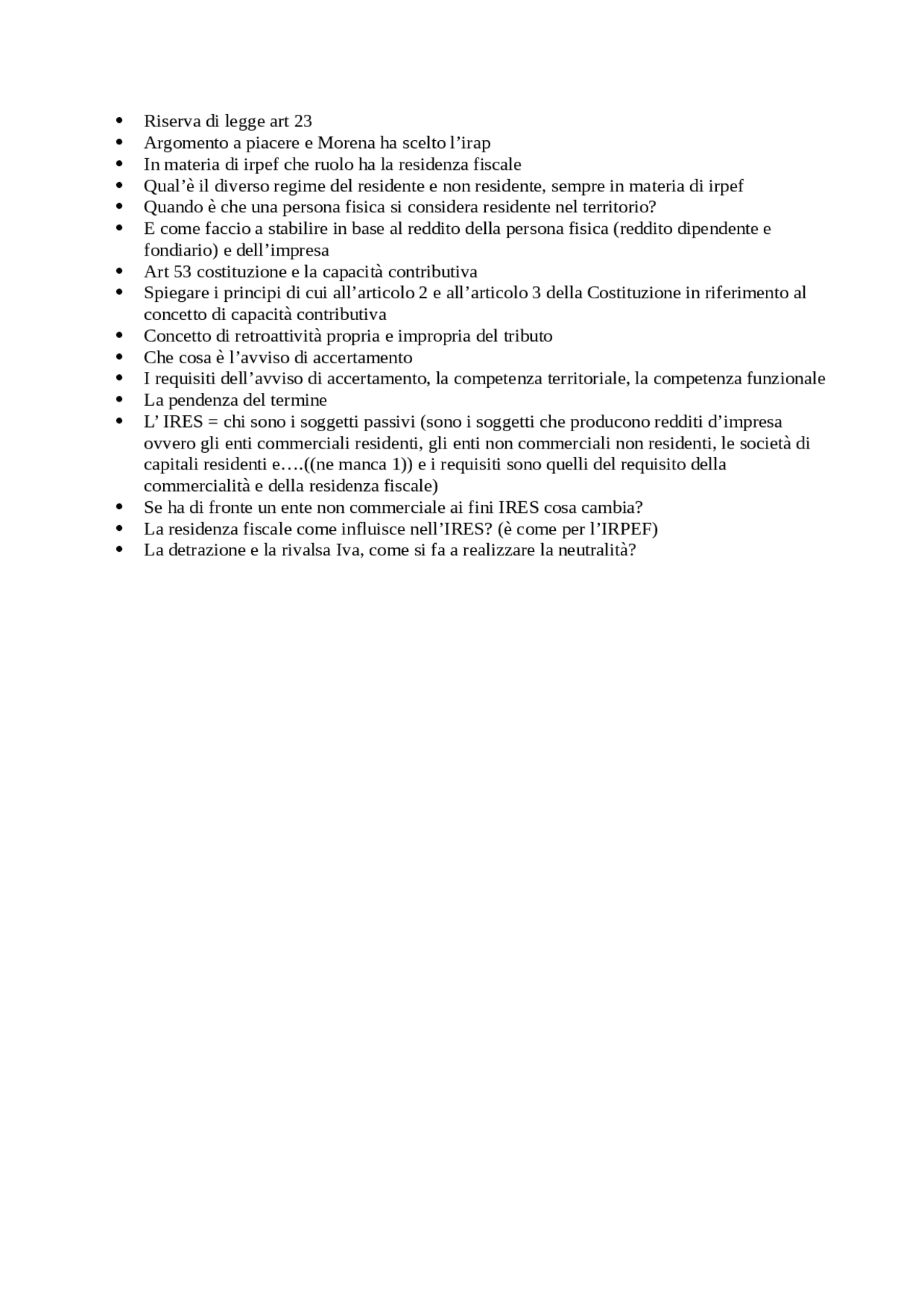 Domande Esame Di Diritto Tributario Uniurb Prove Desame Di Diritto