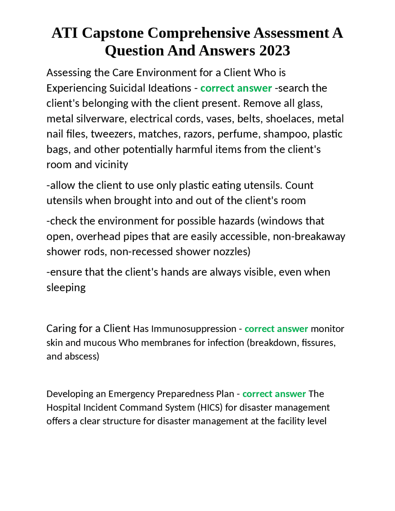 ATI Capstone Comprehensive Assessment A Question And Answers 2023 ...