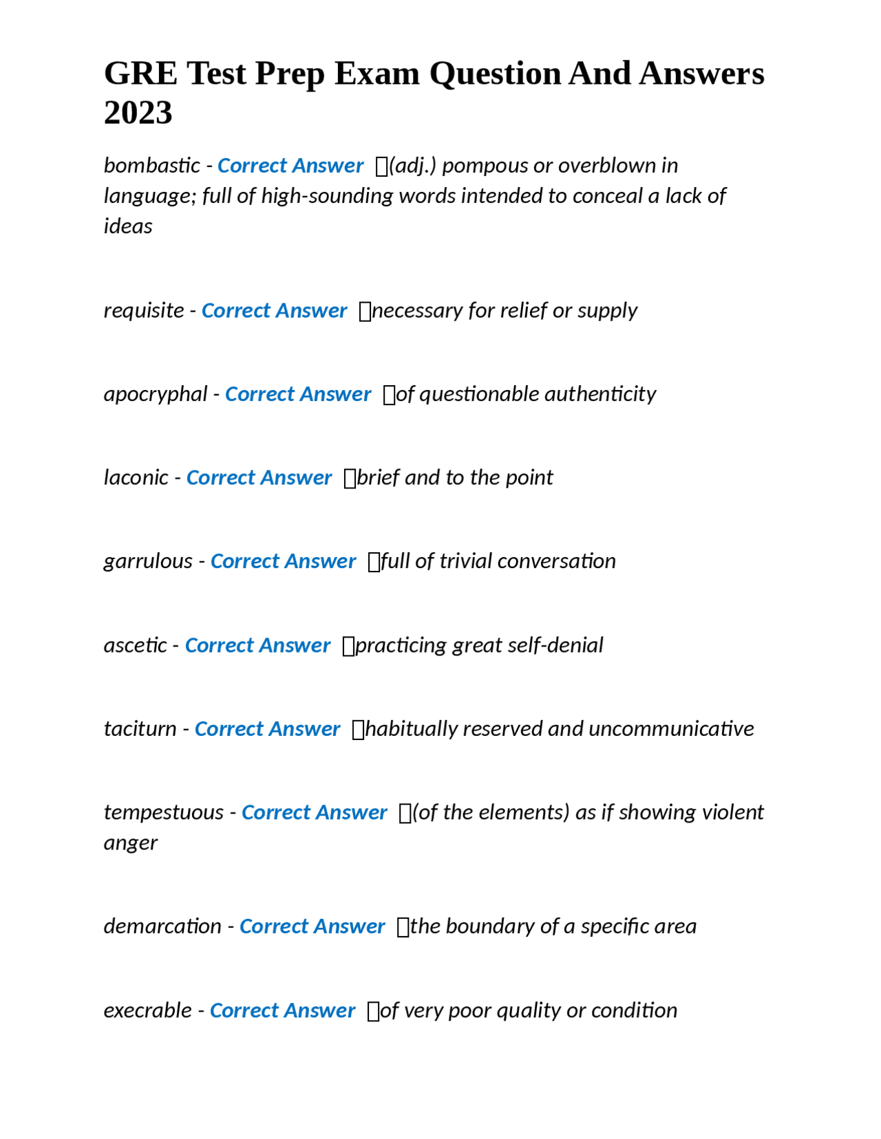 GRE Psychology Subject Test Quizzes with Question And Answers 2024-2023 ...