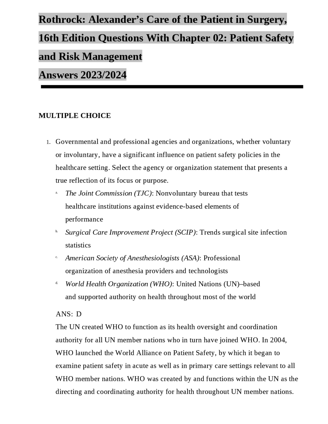 Rothrock: Alexander’s Care of the Patient in Surgery, 16th Edition ...