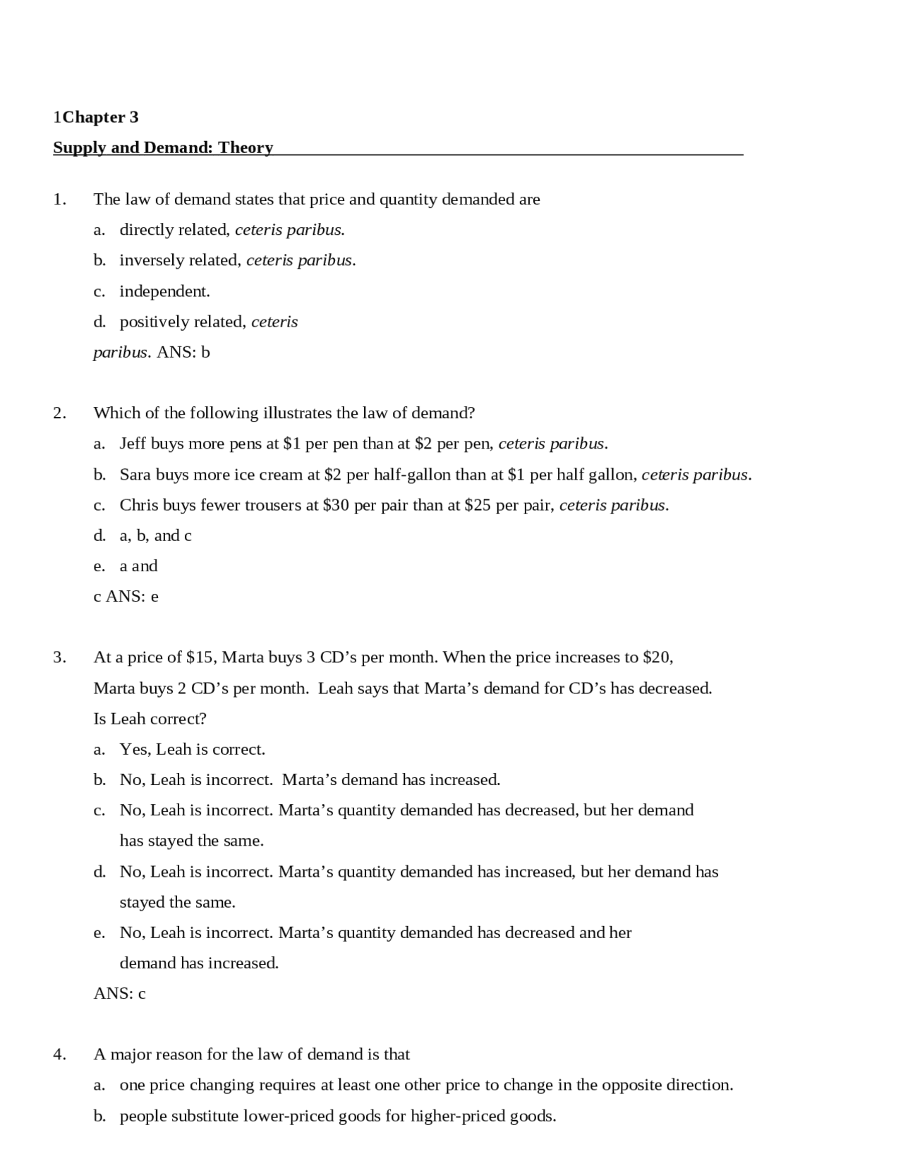 ECONOMICS 1b03 Microeconomics Chapter 3: Supply And Demand: Theory100 ...