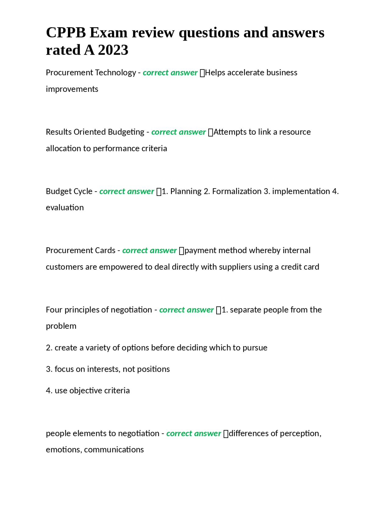 CPPB Exam review questions and answers rated A 2023 | Exams Nursing ...
