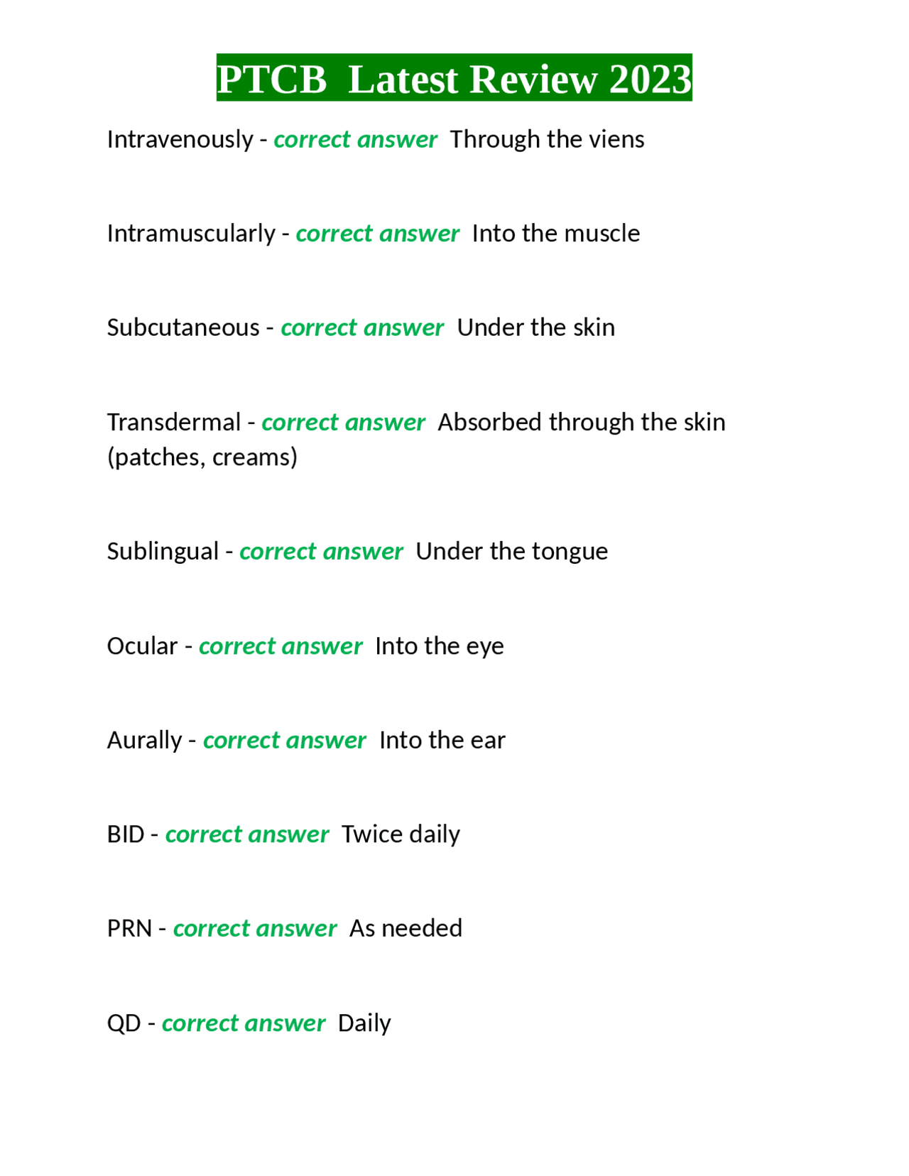 PTCB Latest Review 2023 | Exams Nursing | Docsity