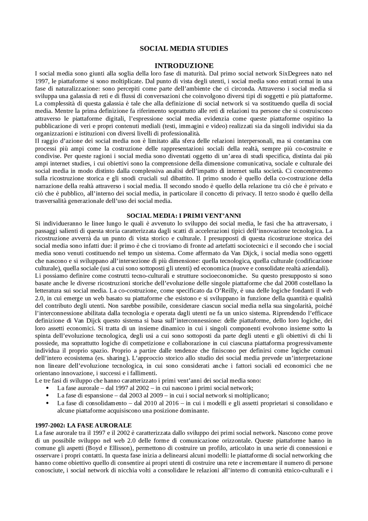 Riassunto testo social media studies | Sintesi del corso di Sociologia ...