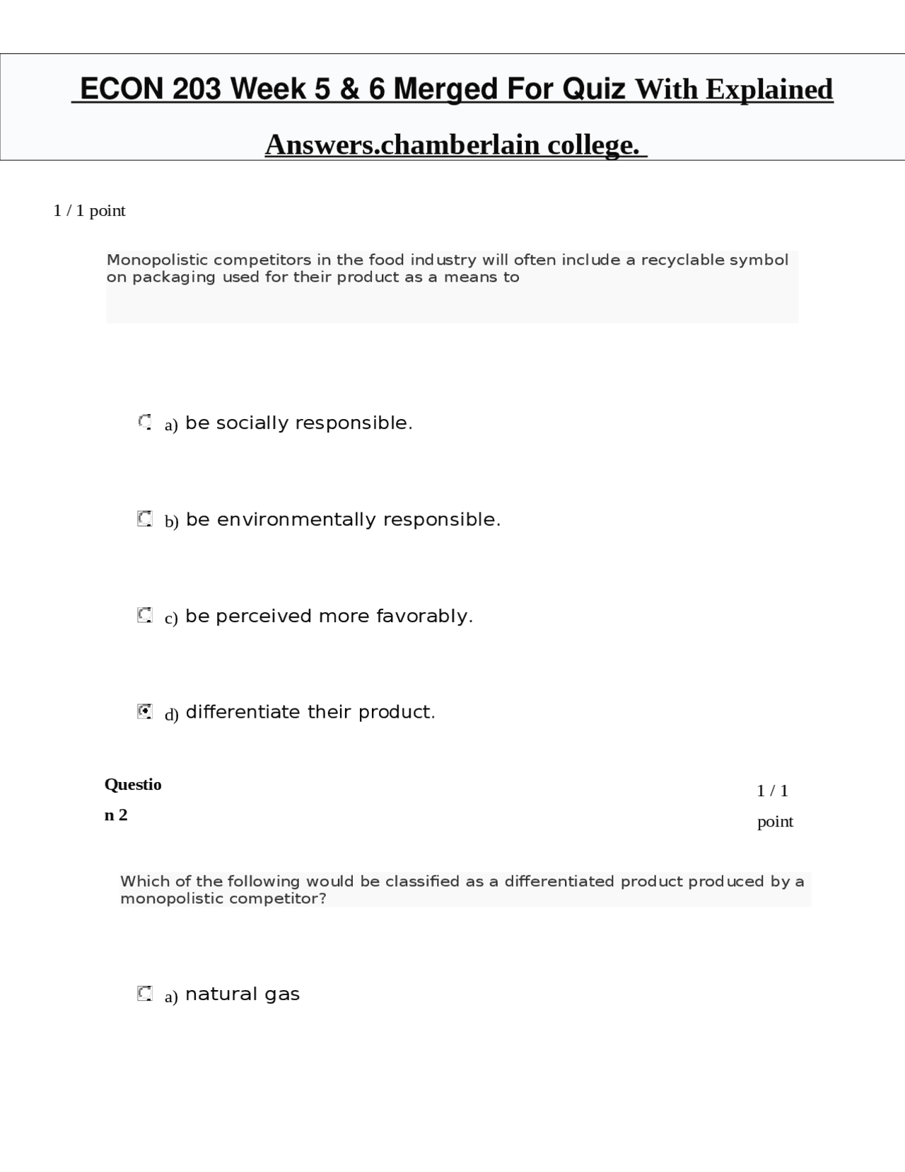 Econ 203 Week 5 And 6 Merged For Quiz With Explained Answerschamberlain