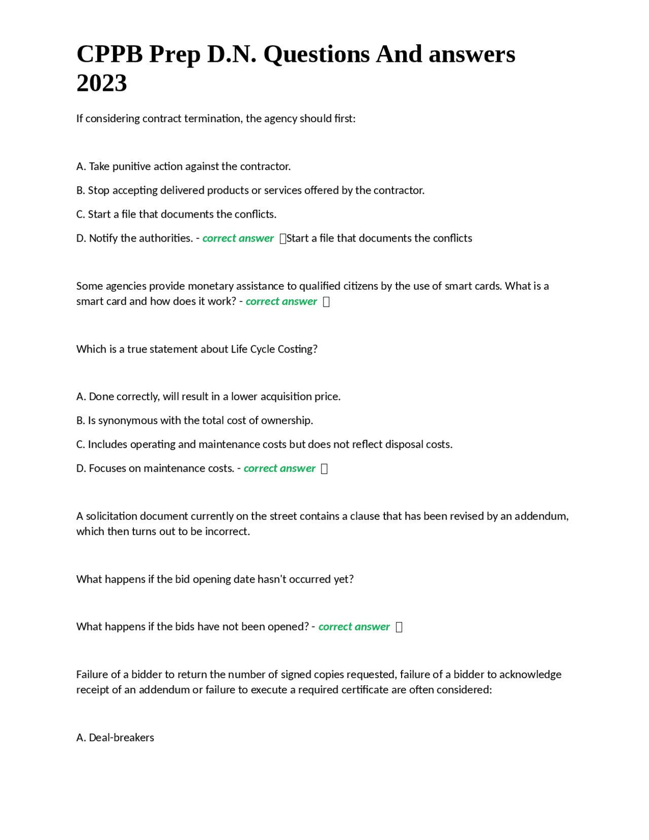 CPPB Prep D.N. Questions And answers 2023 | Exams Nursing | Docsity