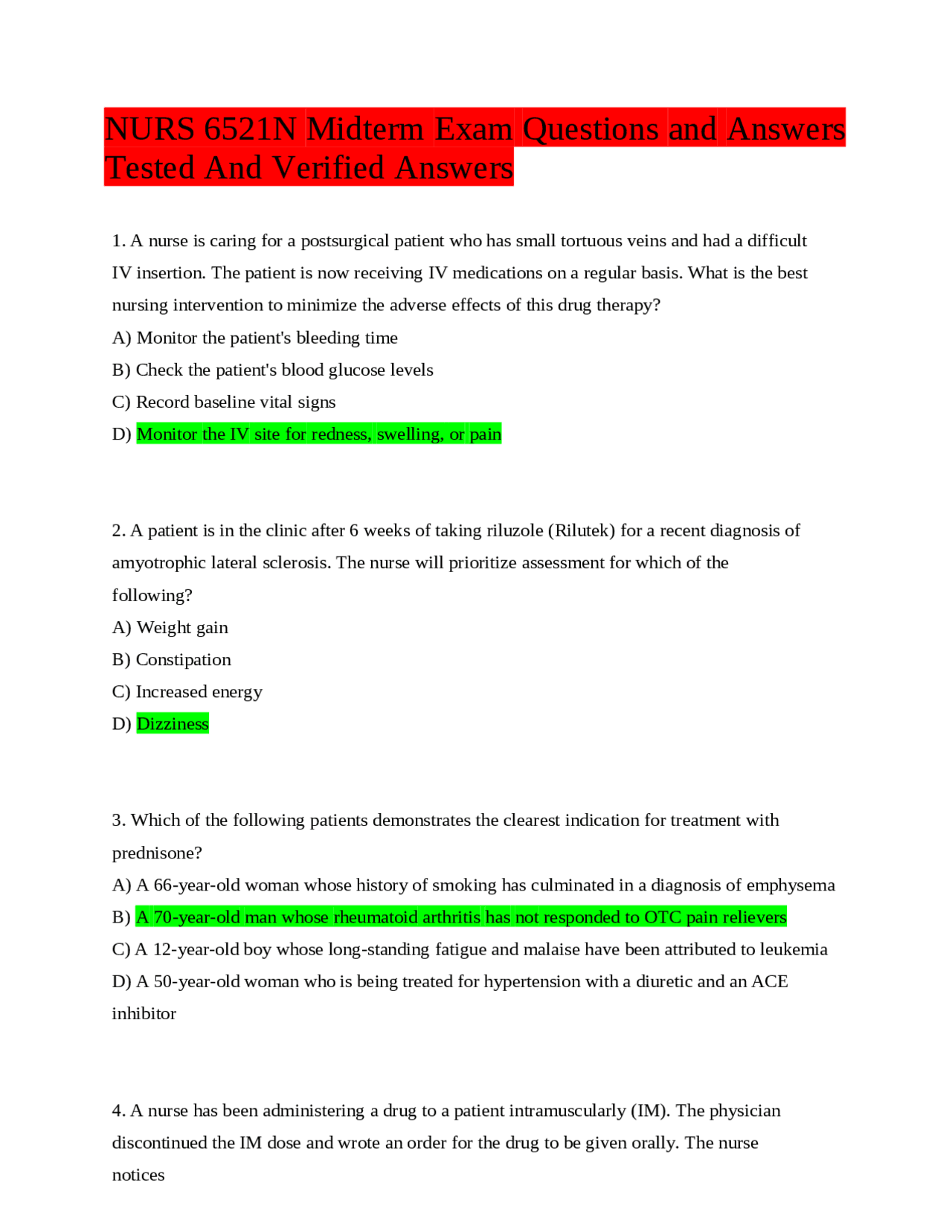 Nurs 6521n Midterm Exam Questions And Answers Tested And Verified