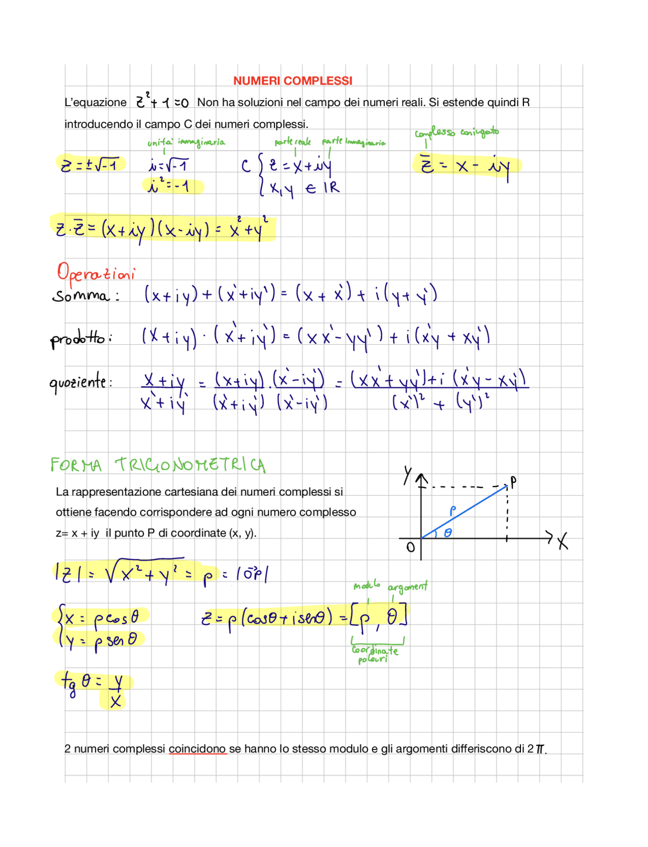 Numeri Complessi Analisi I Appunti Di Analisi Matematica I Docsity