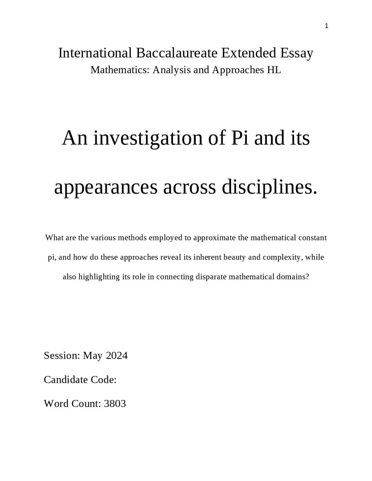 An Exploration Of Pi Ee Essays High School Mathematics Docsity