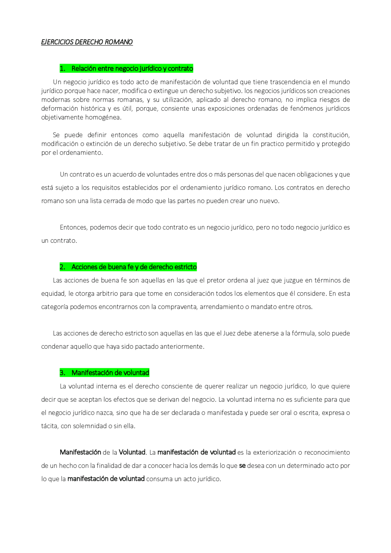 Ejercicios Derecho Romano Ejercicios De Derecho Romano Docsity