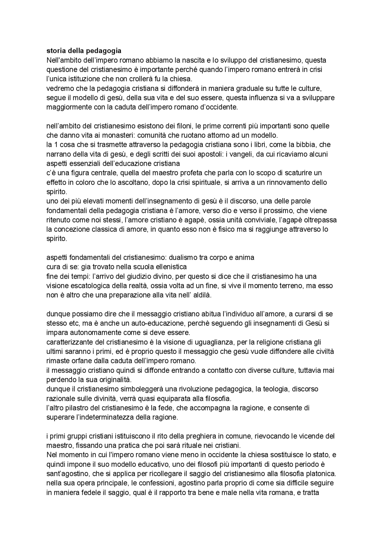 Storia Della Pedagogia Appunti Di Storia Della Pedagogia Docsity