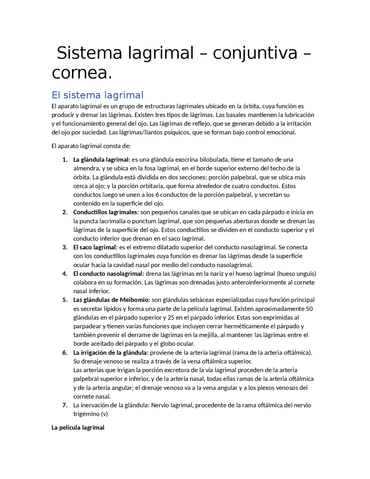 Sistema Lagrimal Conjuntiva Y Cornea Apuntes De Oftalmología Docsity