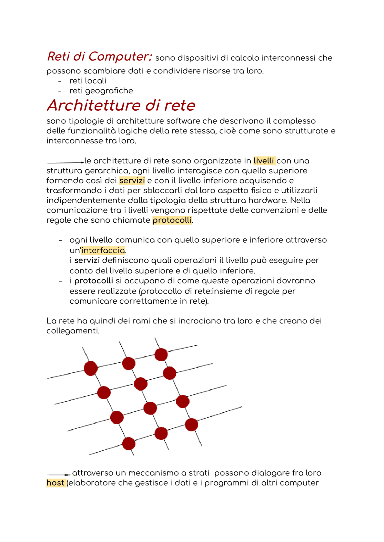 architetture di rete riassunto | Schemi e mappe concettuali di ...