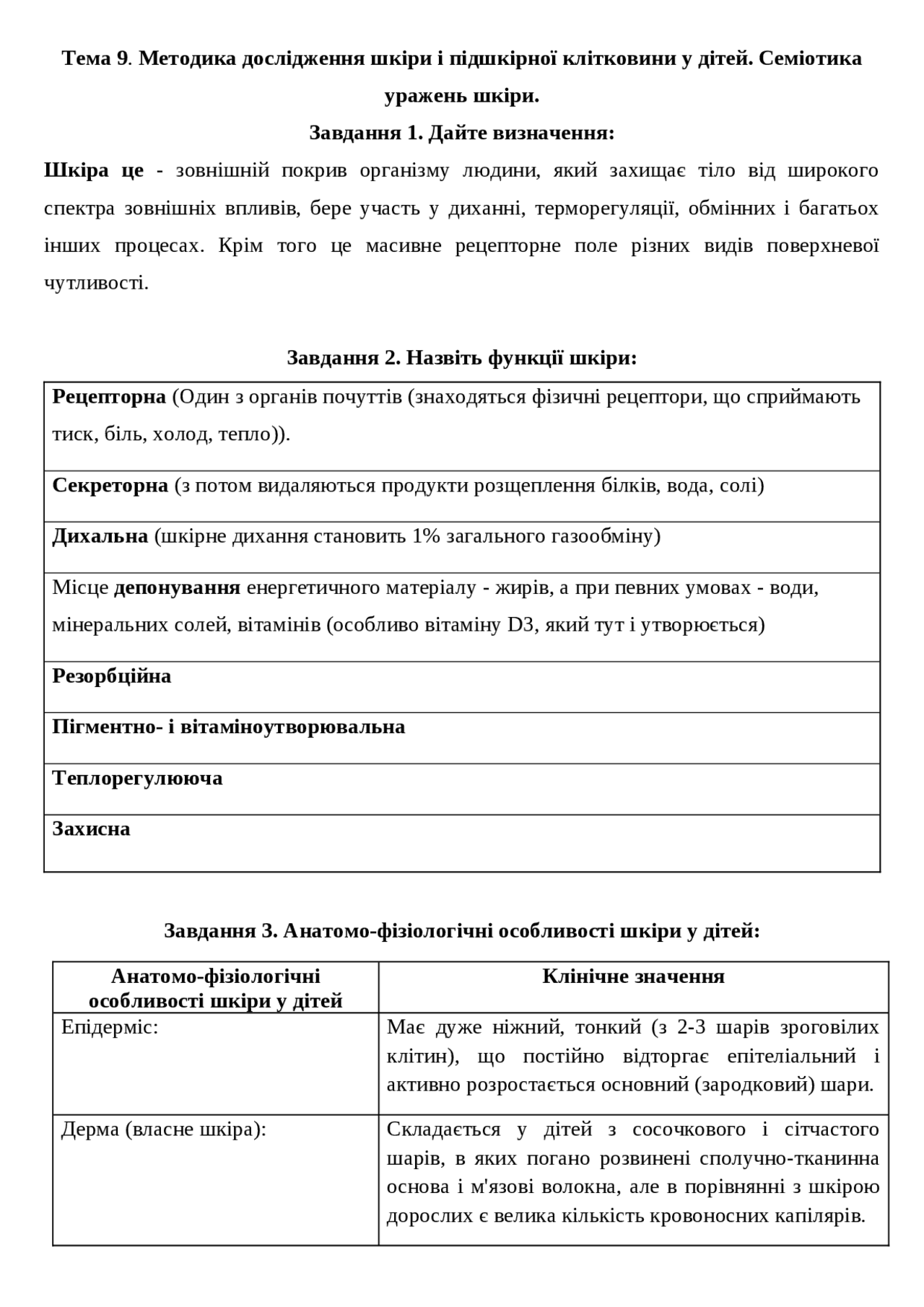 Тема 9 Методика дослідження шкіри і підшкірної клітковини у дітей