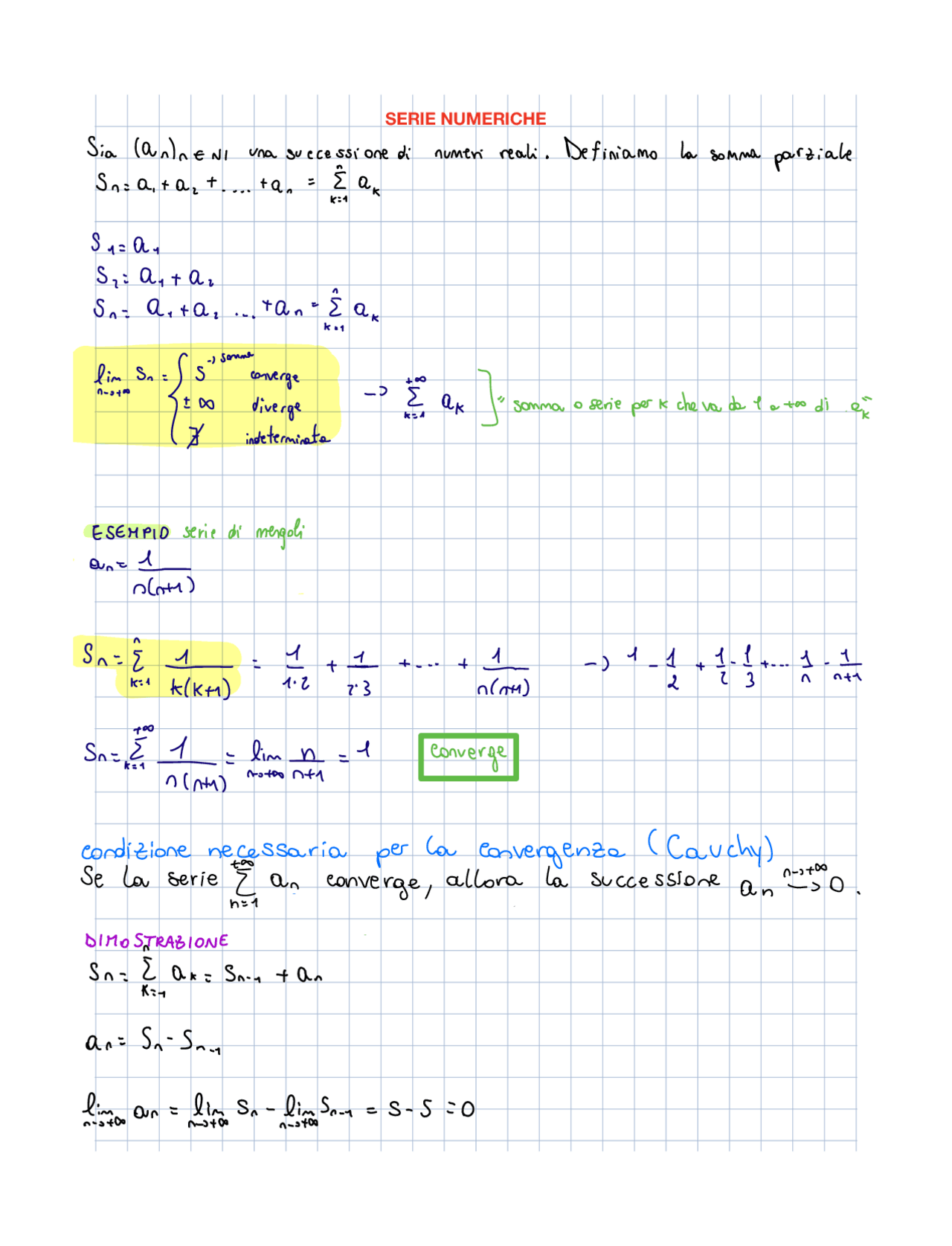 Serie Numeriche Analisi I Appunti Di Analisi Matematica I Docsity