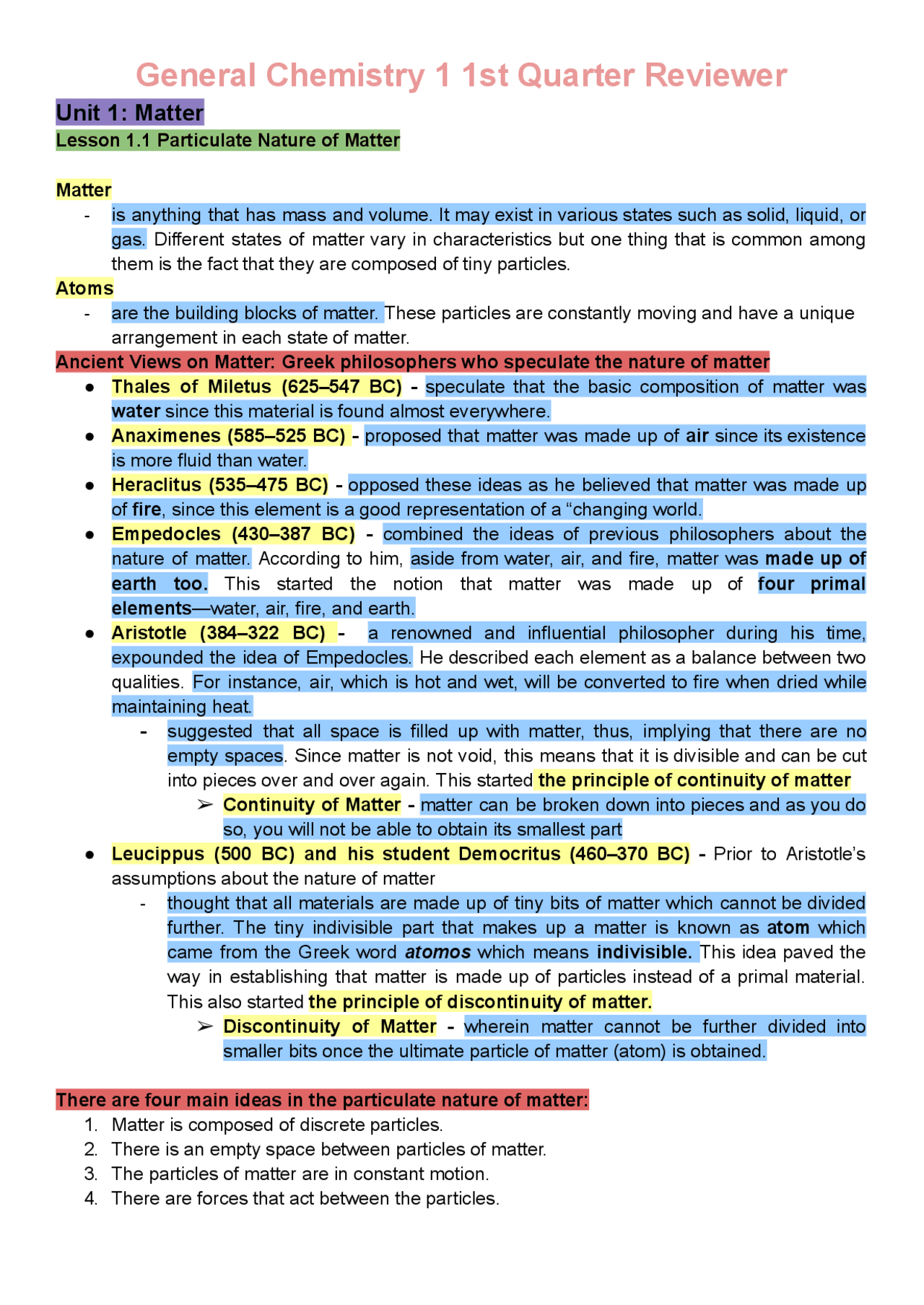 Q1 General Chemistry 1st Quarter Exam Reviewer ABC Quipper | Study ...