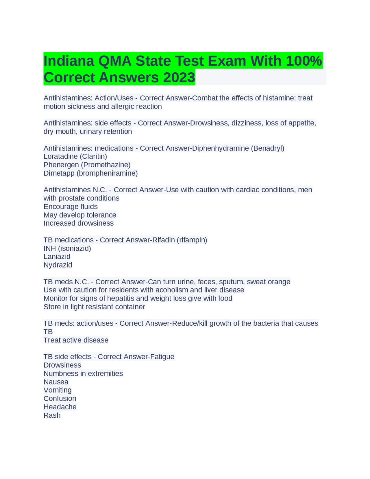 Indiana QMA State Test FALL 2023 questions with complete solutions ...