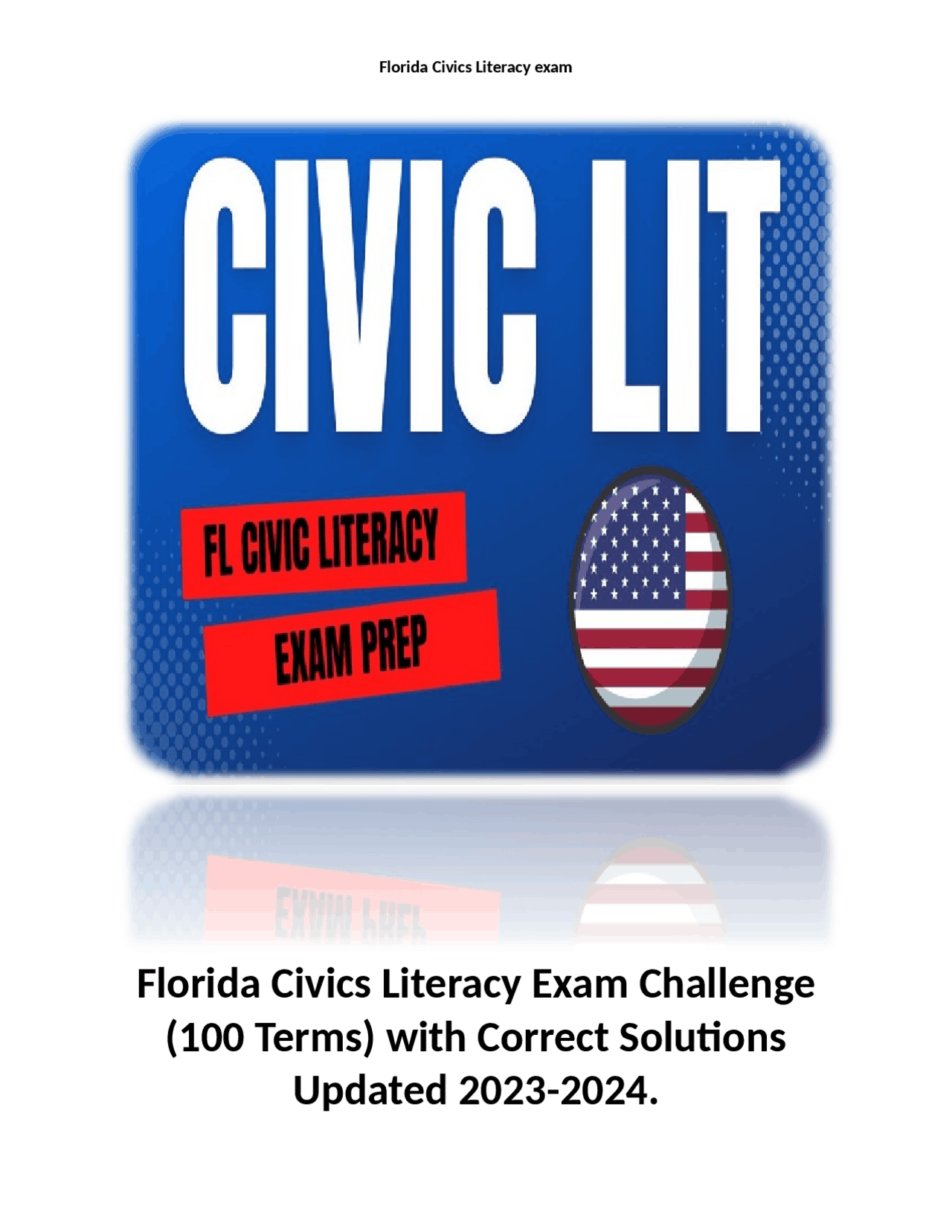 Florida Civics Literacy Exam Challenge (100 Terms) | Exams Nursing ...