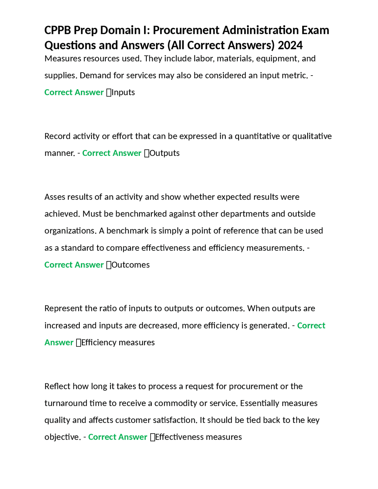 CPPB Prep Domain I: Procurement Administration Exam Questions and ...