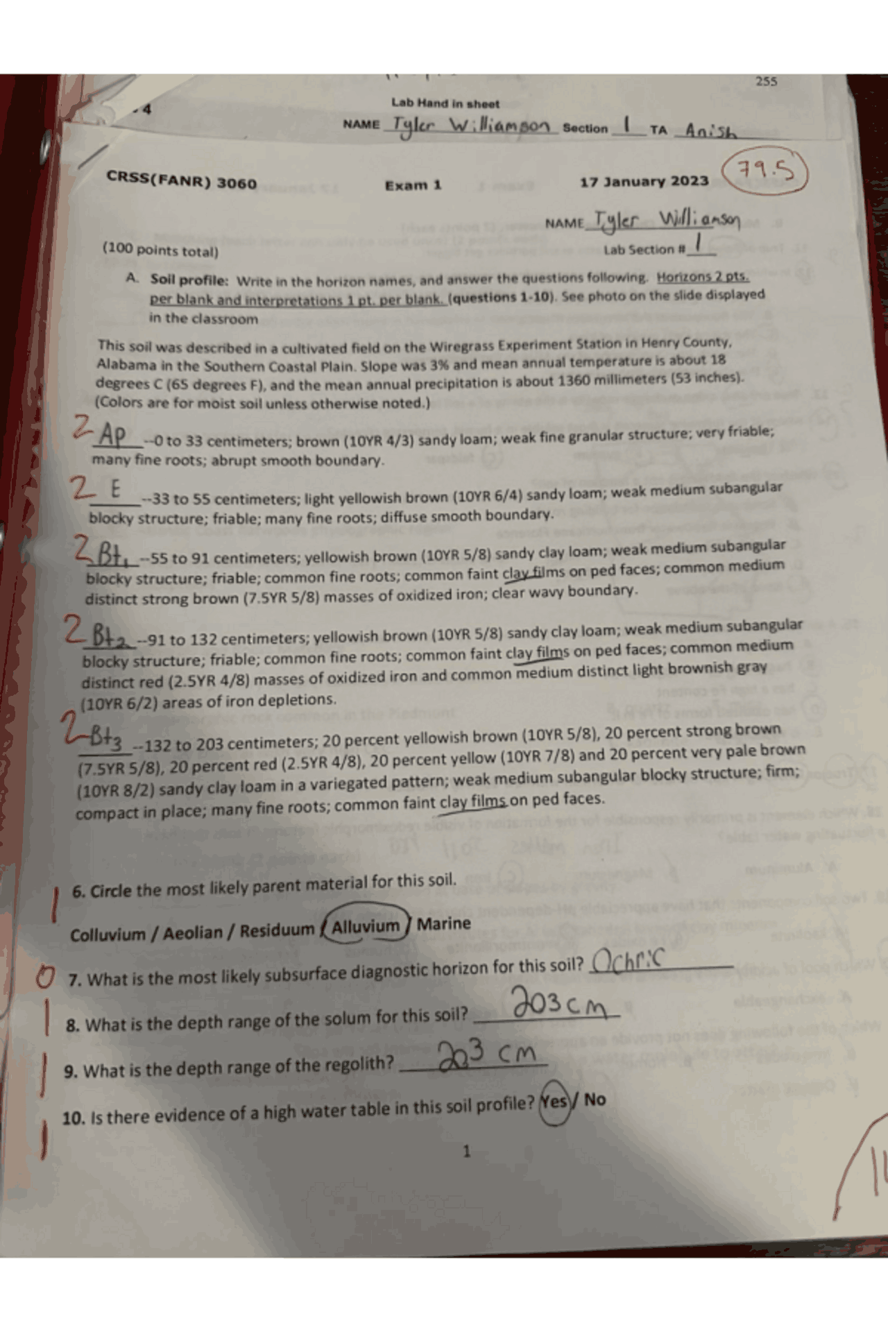 CRSS (FANR) 3060 Exam 1 | Exams Soil Physics | Docsity