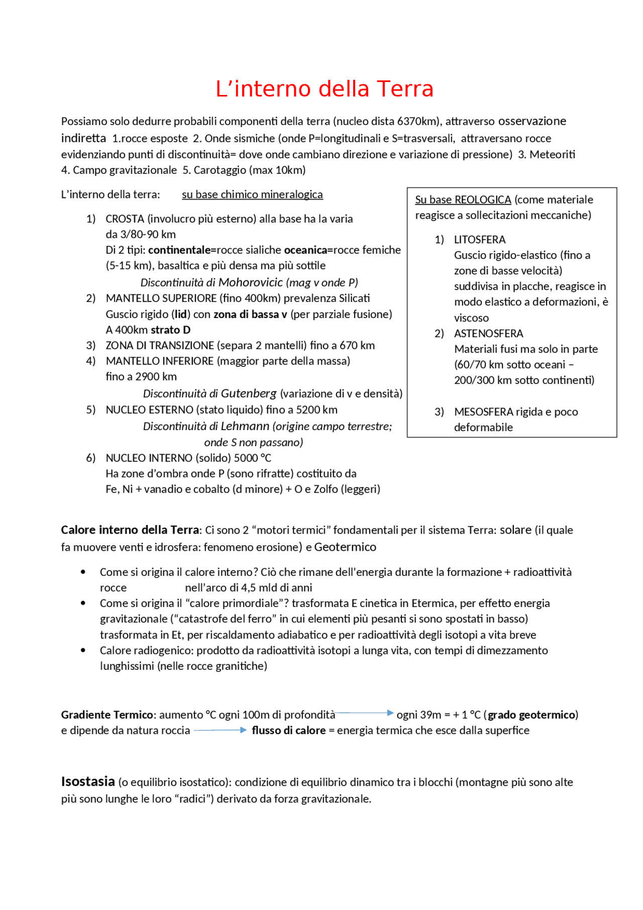 Struttura interna della Terra e fenomeni geologici | Dispense di Scienze della Terra | Docsity
