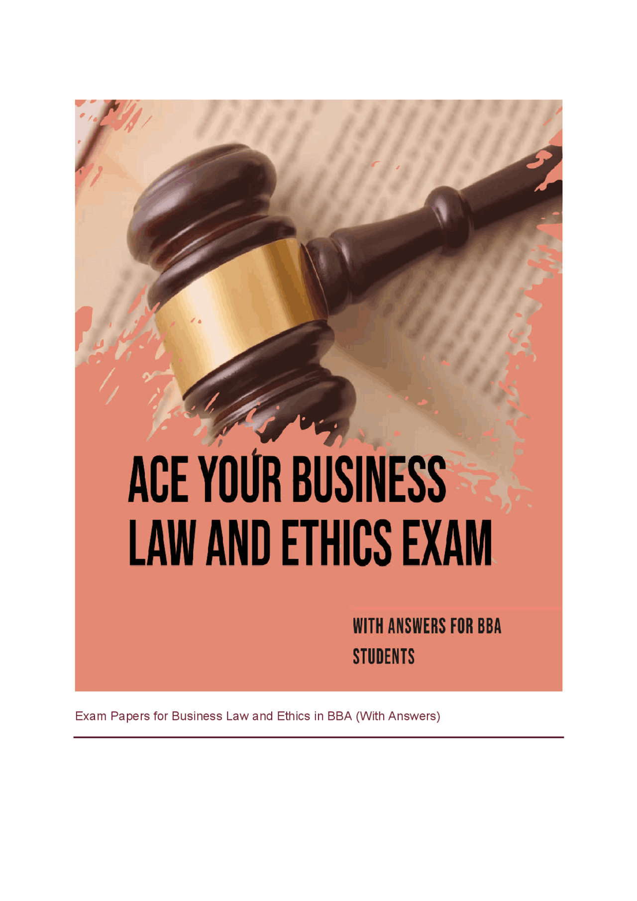 40. Exam Papers for Business Law and Ethics in BBA (With Answers ...