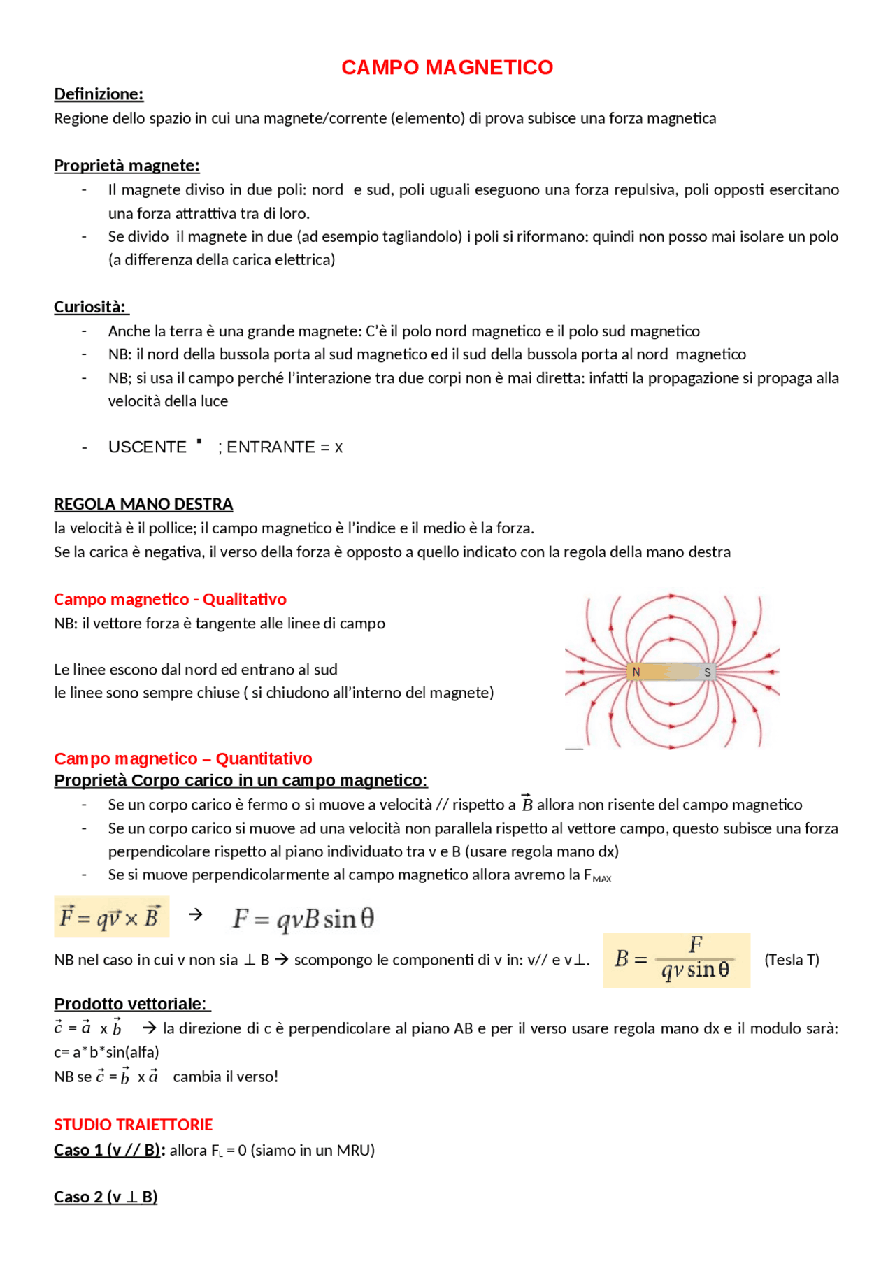 Schemi che trattano il magnetismo | Appunti di Fisica | Docsity