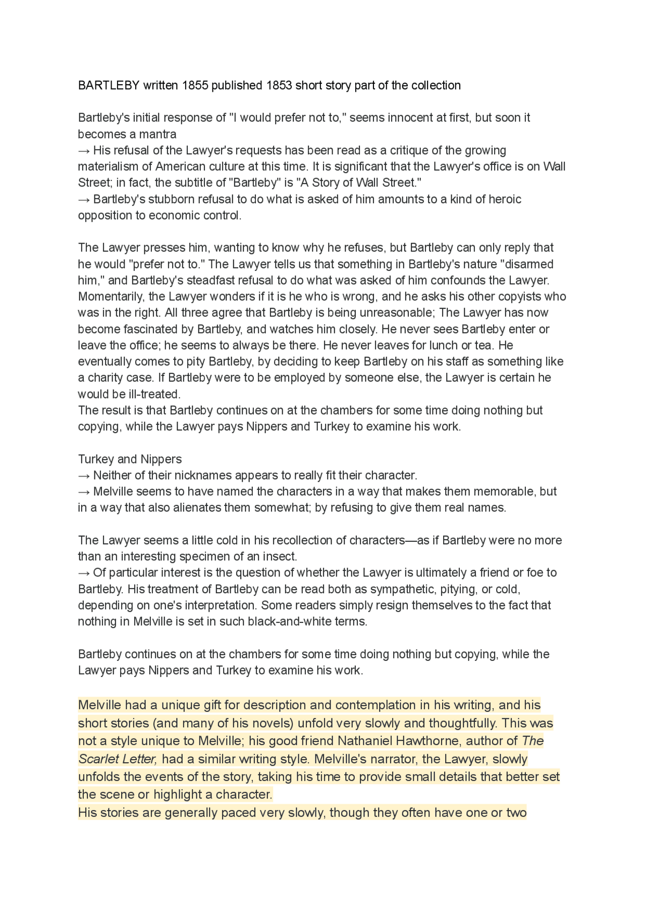 Herman Melville Bartleby_summary | Appunti di Letteratura Americana ...