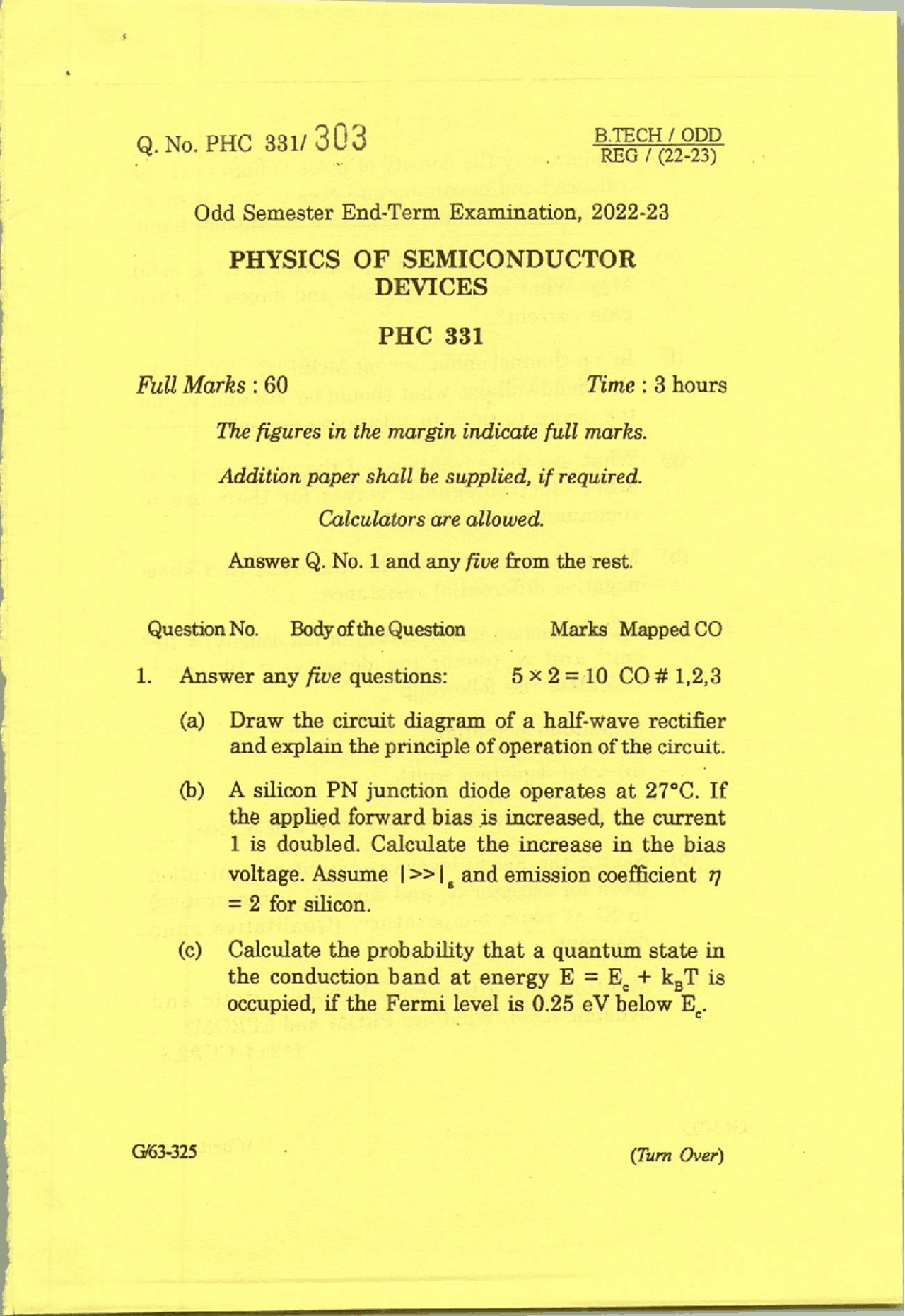 Question Paper of 2022-2023 | Exams Engineering | Docsity