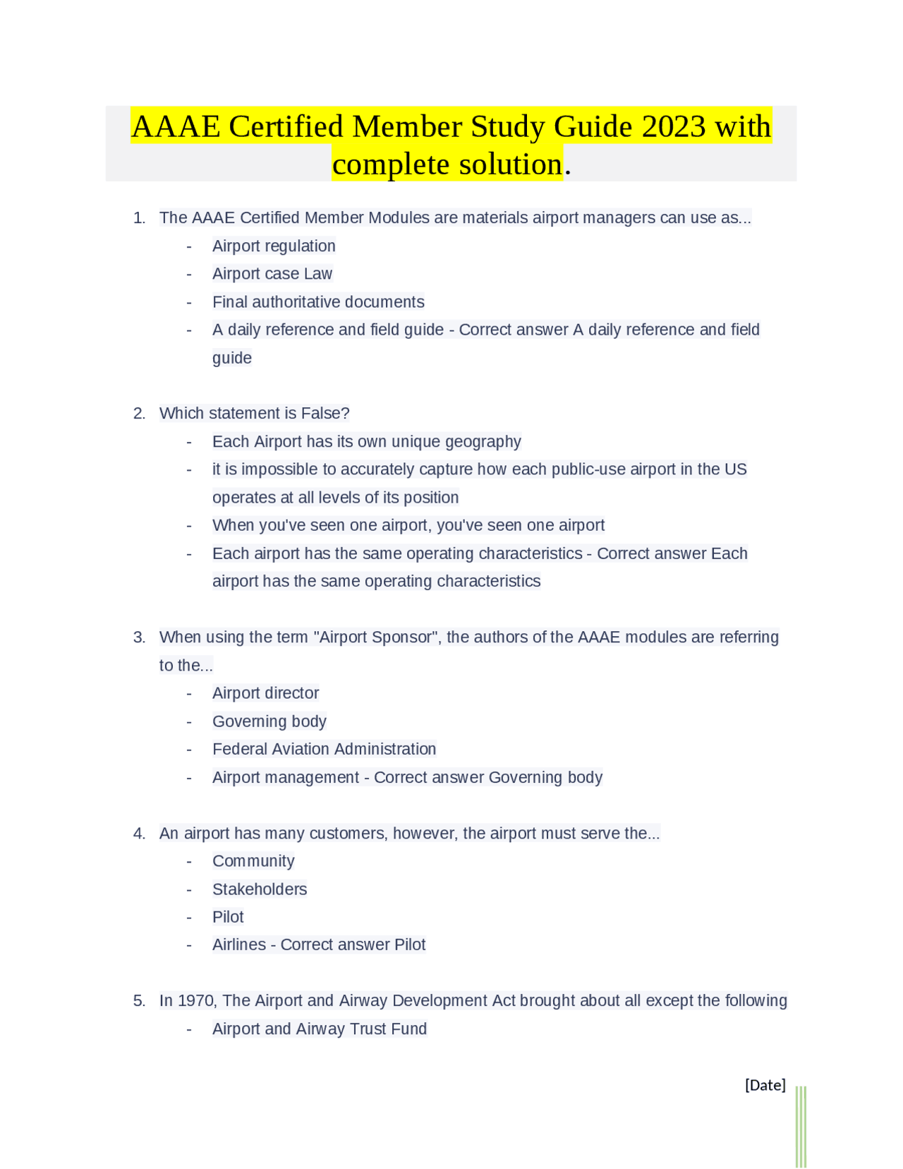 AAAE Certified Member Study Guide 2023 with complete solution. | Exams ...